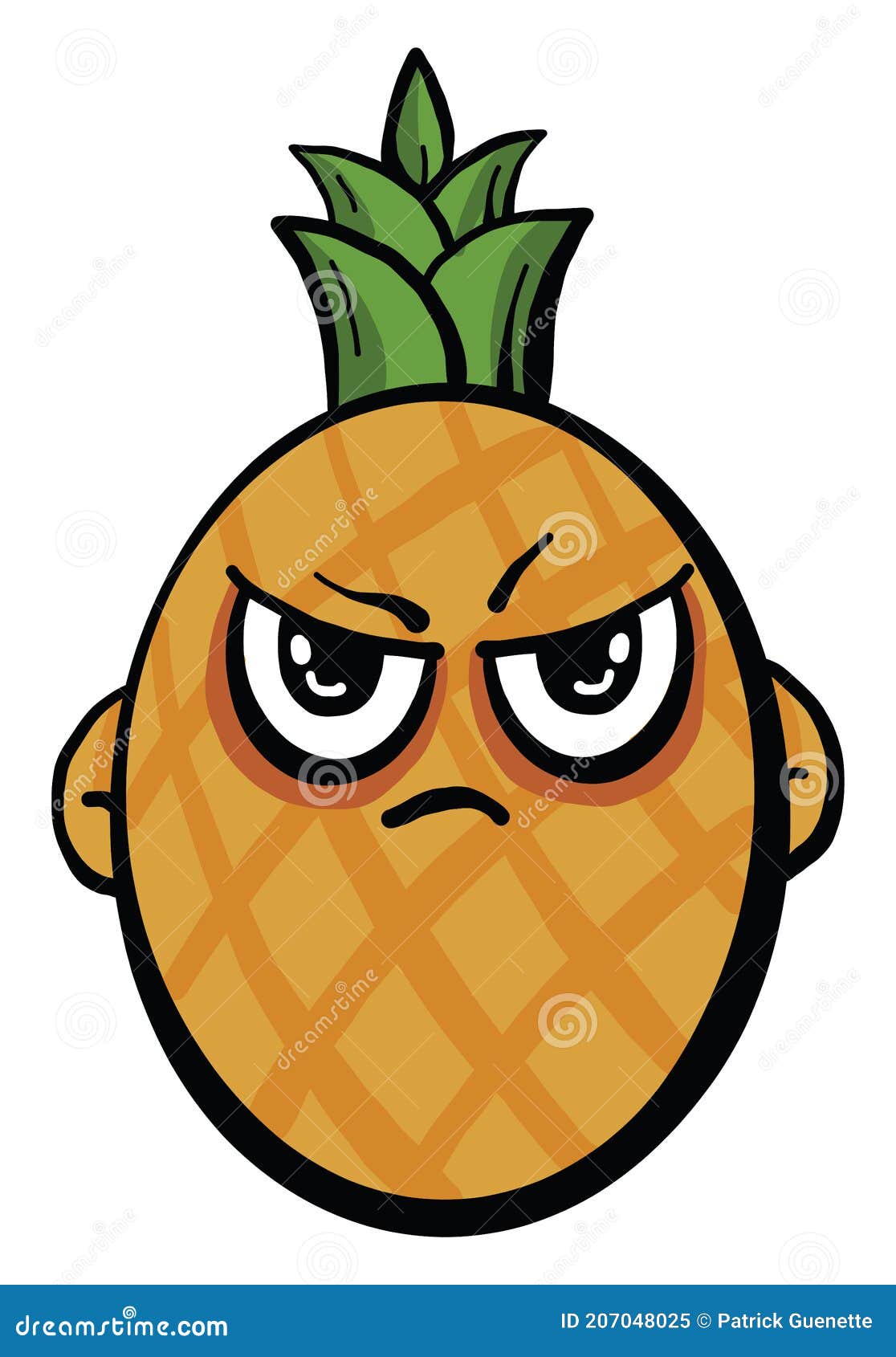 Angry Pineapple Slice In A Cartoon Fridge Vector Illustration ...