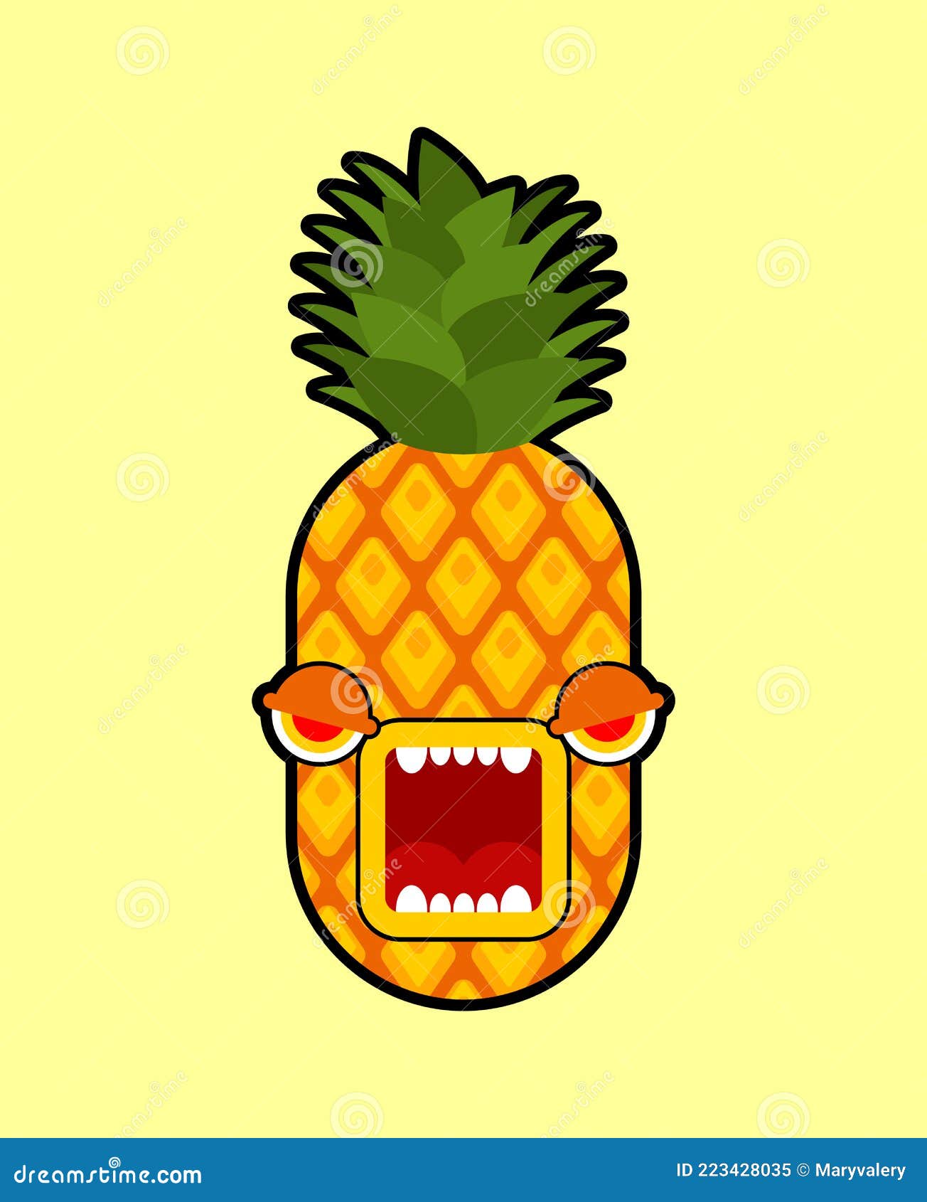 Angry Pineapple Isolated. Exotic Fruit Vector Illustration Stock Vector ...