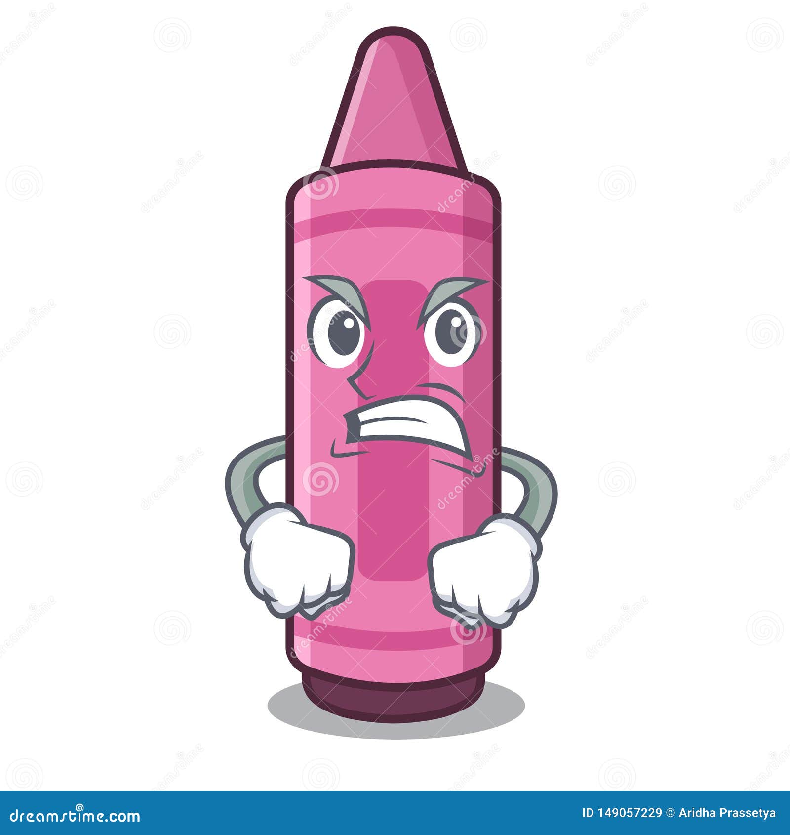 Angry Pink Crayons in the Character Shape Stock Vector - Illustration ...