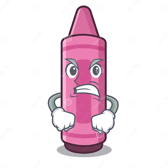 Angry Pink Crayons in the Character Shape Stock Vector - Illustration ...