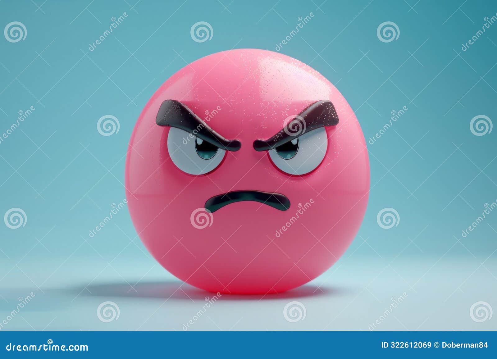Angry Pink Emoji with Expressive Eyes and Eyebrows Displaying Strong ...