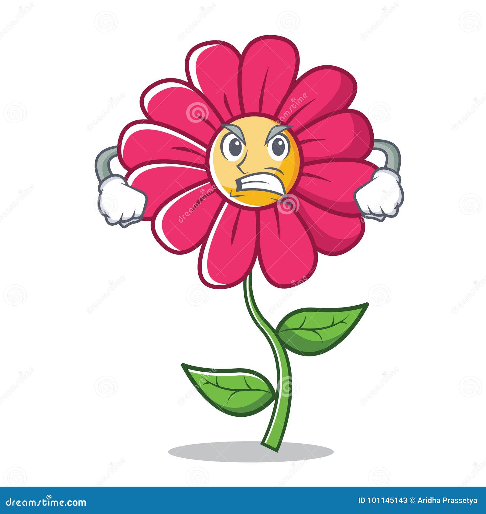 Angry Pink Flower Character Cartoon Stock Vector - Illustration of ...