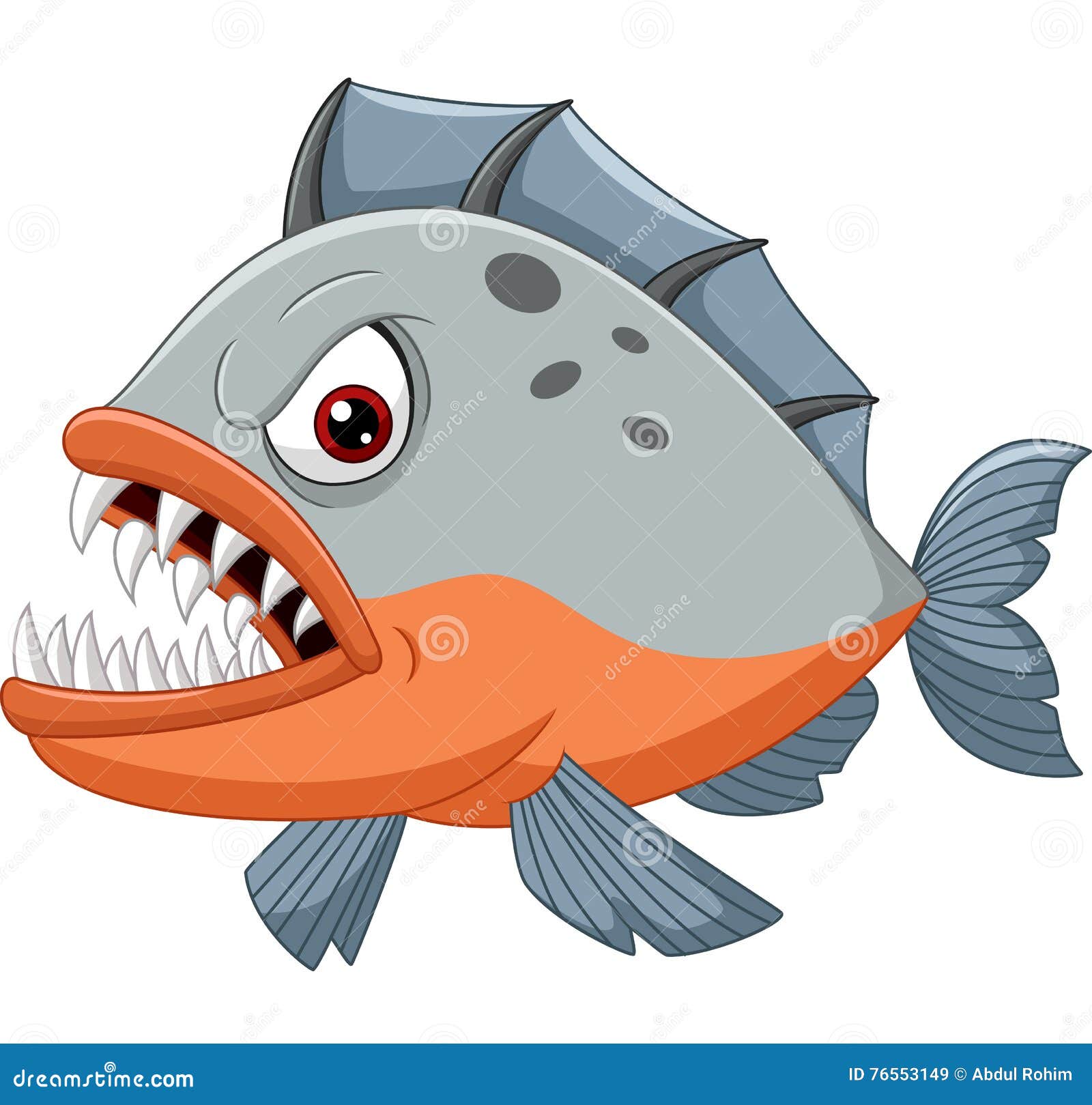 Angry piranha cartoon stock vector. Illustration of carnivore - 76553149