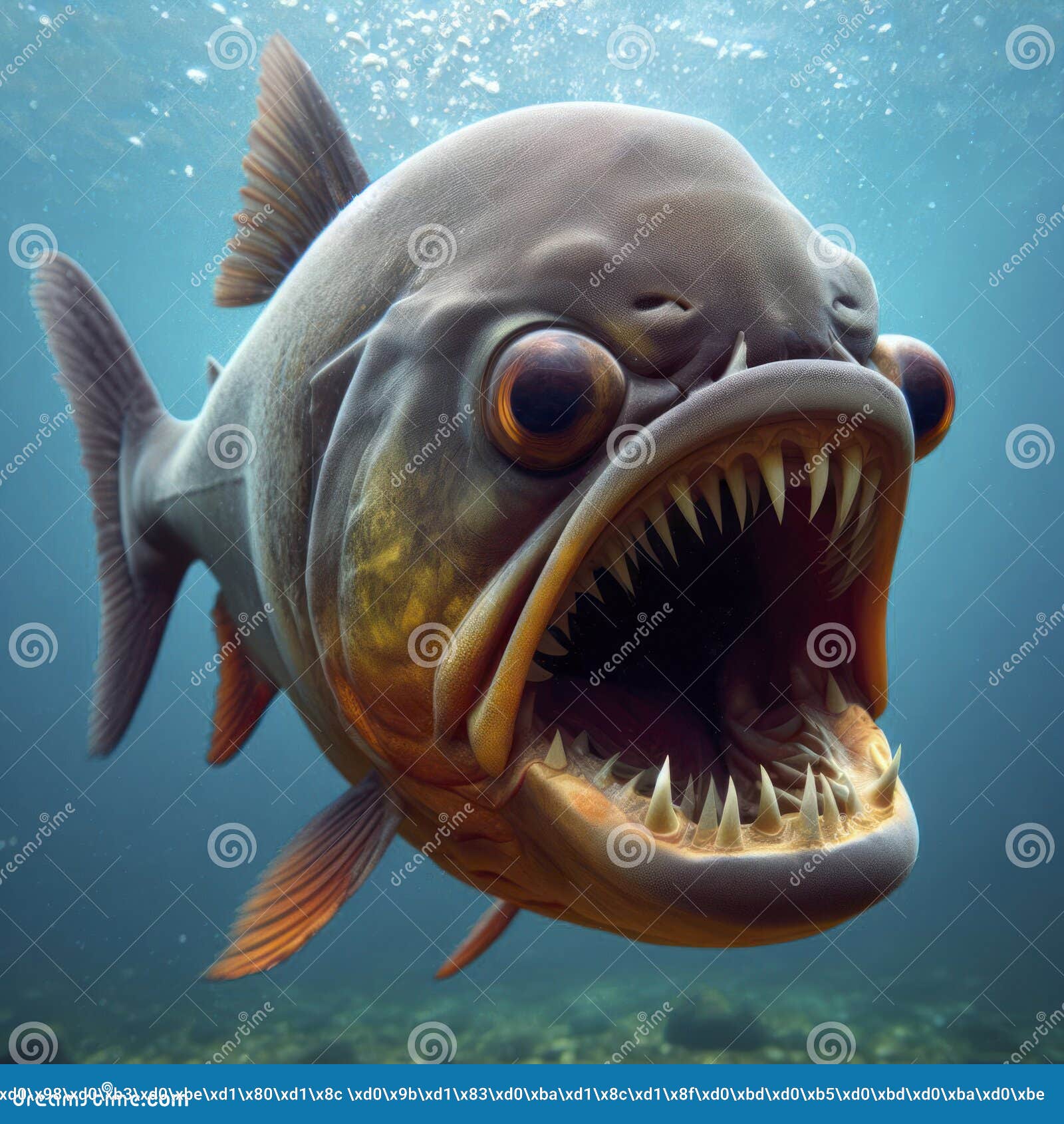 Angry Piranha Fish Underwater with Open Mouth. Ai Generative Stock ...