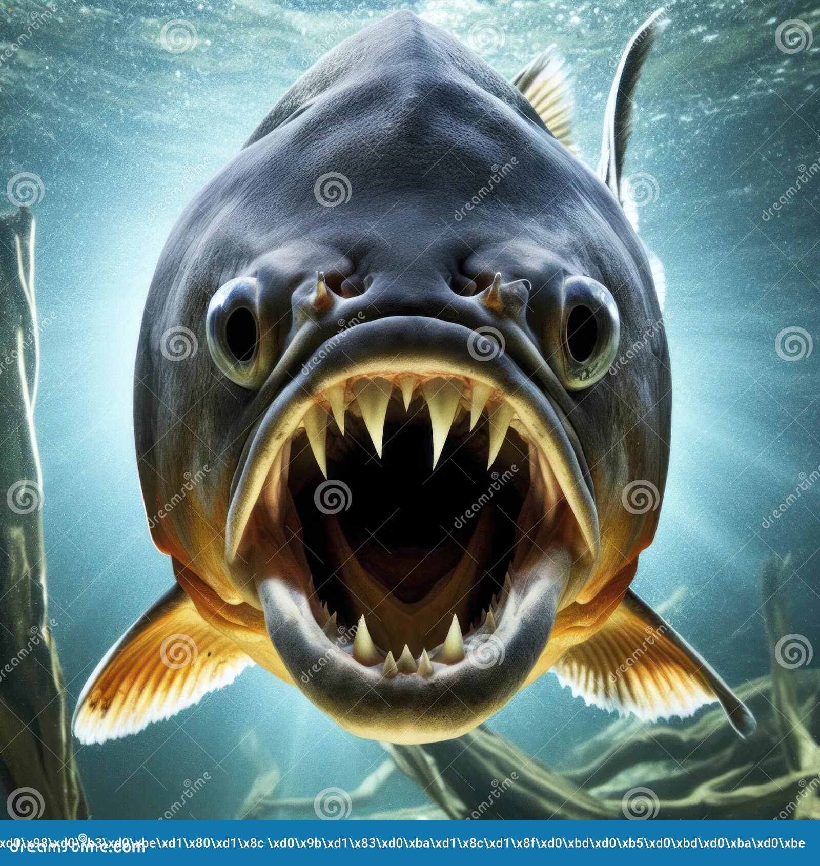 Angry Piranha Fish Underwater with Open Mouth. Ai Generative Stock ...
