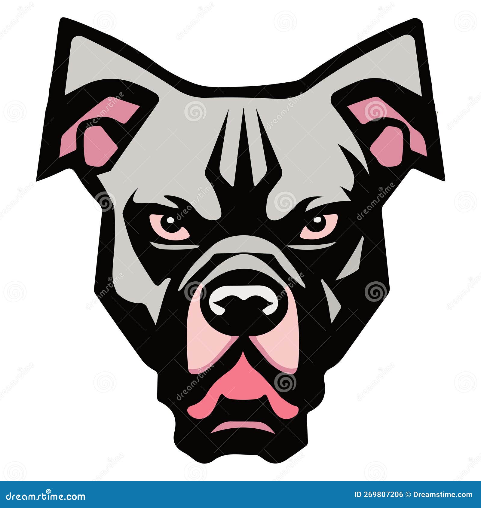 Angry Pitbull, Vector Illustration on a White Background Stock Vector ...