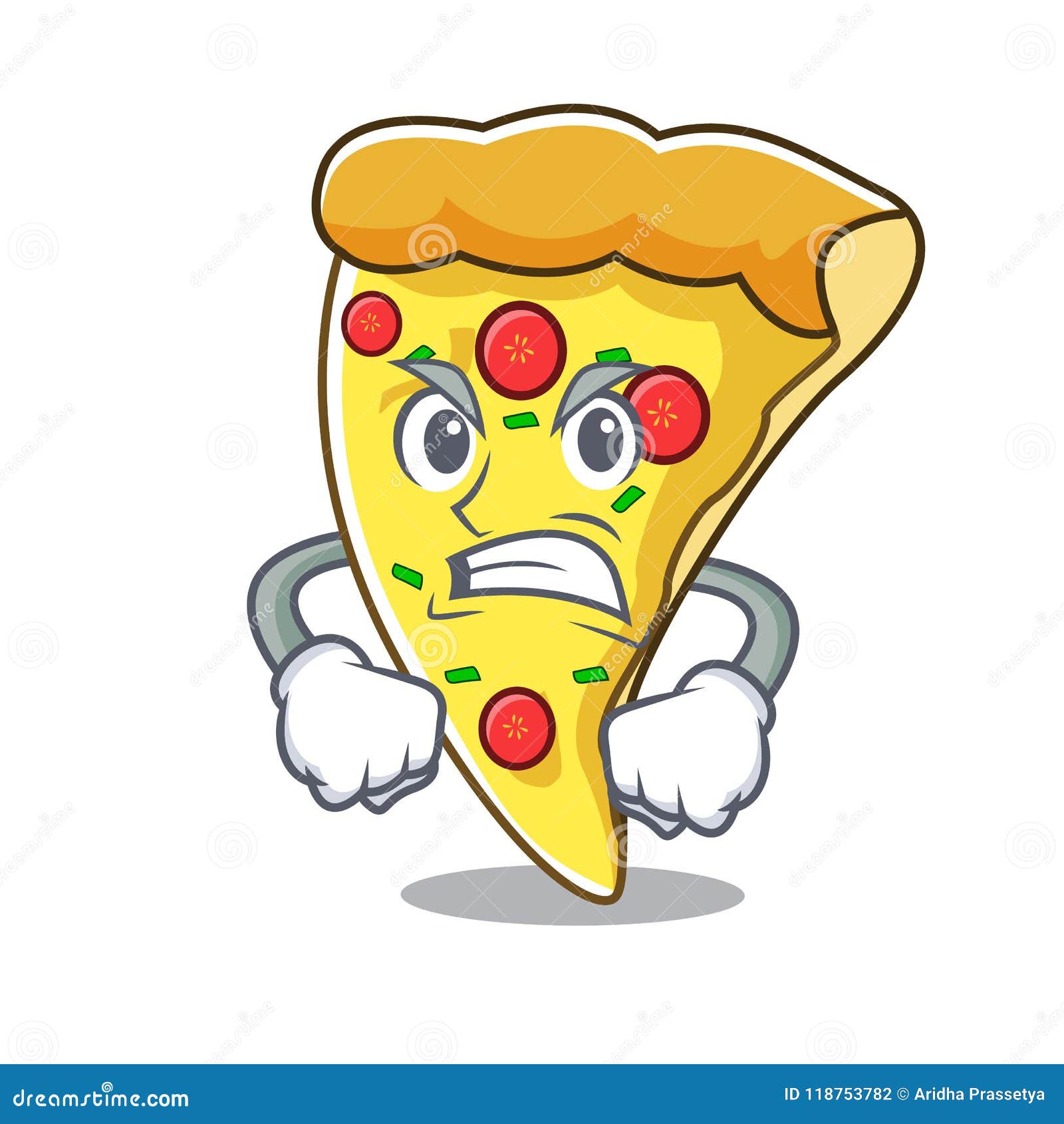 Angry Pizza Slice Mascot Cartoon Stock Vector - Illustration of italian ...