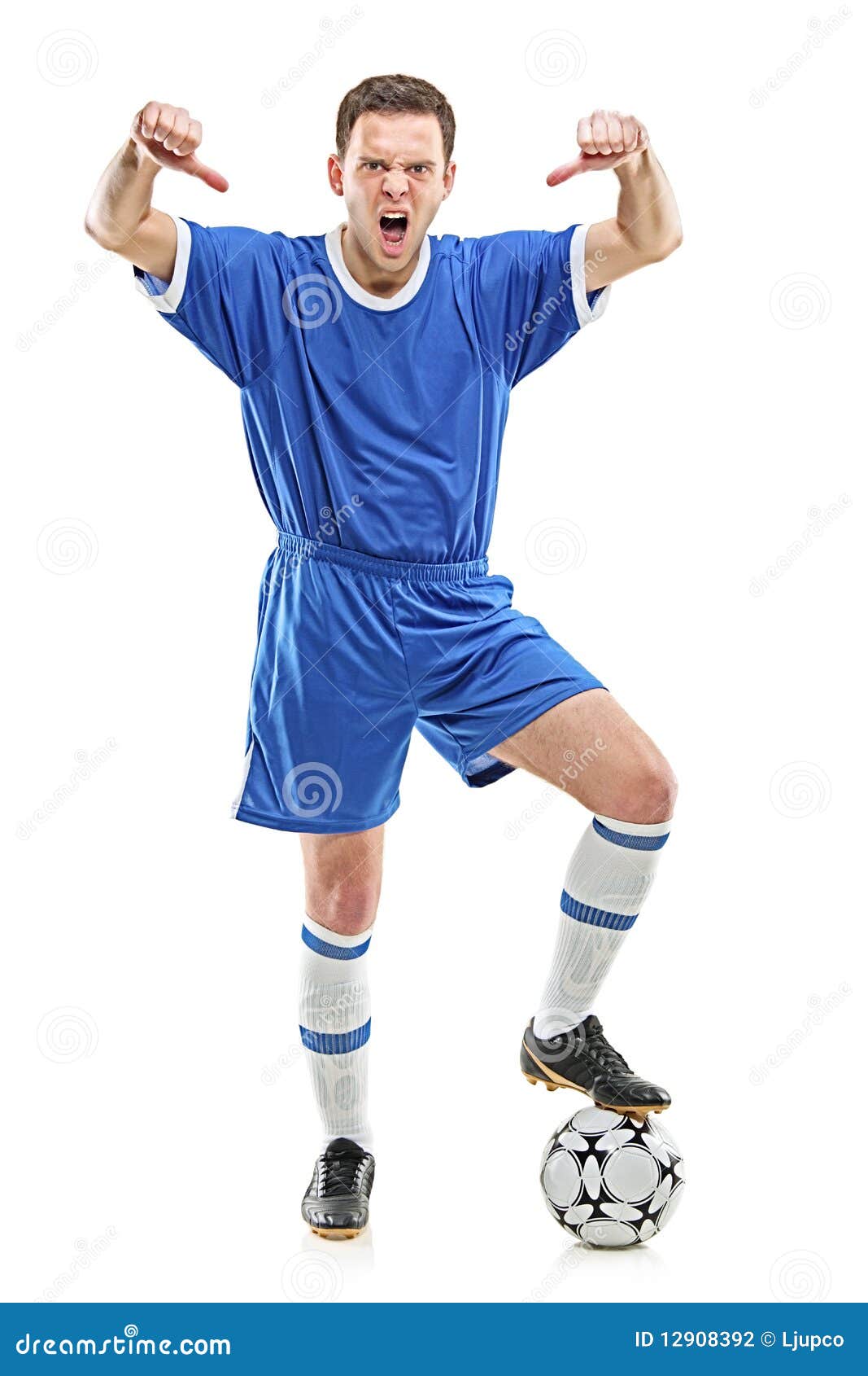 Angry Player Shouting and Giving Thumbs Down Stock Photo - Image of ...