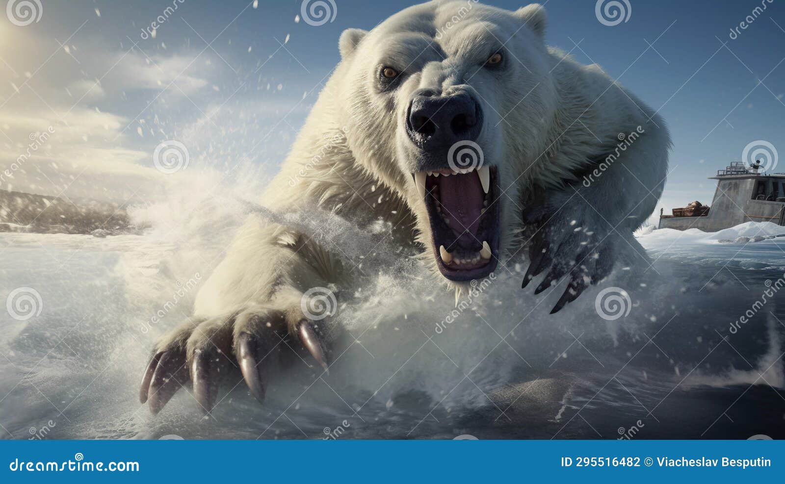 Angry polar bear in winter stock illustration. Illustration of predator ...