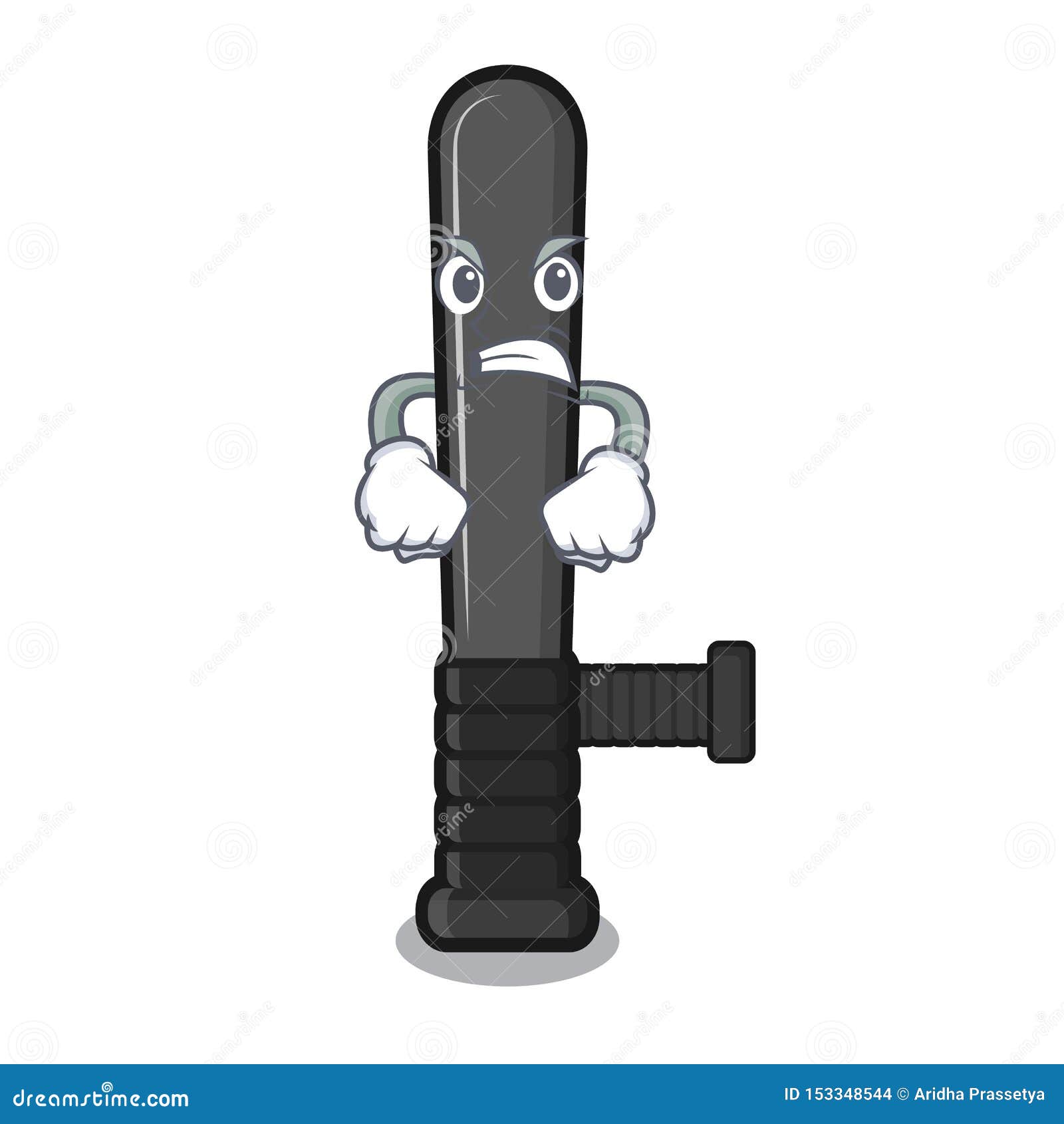 Angry Cop With A Baton Stalks. Vector Illustration Drawing In Flat ...