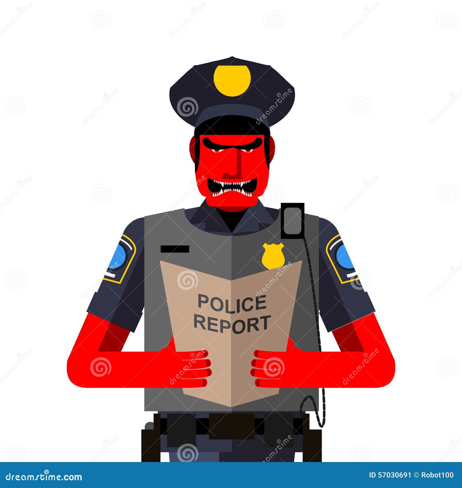 Angry Policeman Shouts. Dreaded Red Man in a Uniform Stock Vector ...