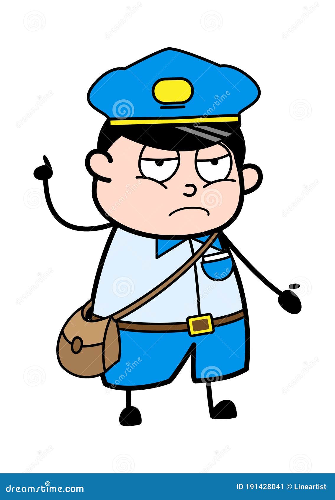 Angry Postal Worker Cartoon with One Hand Raised Stock Illustration ...