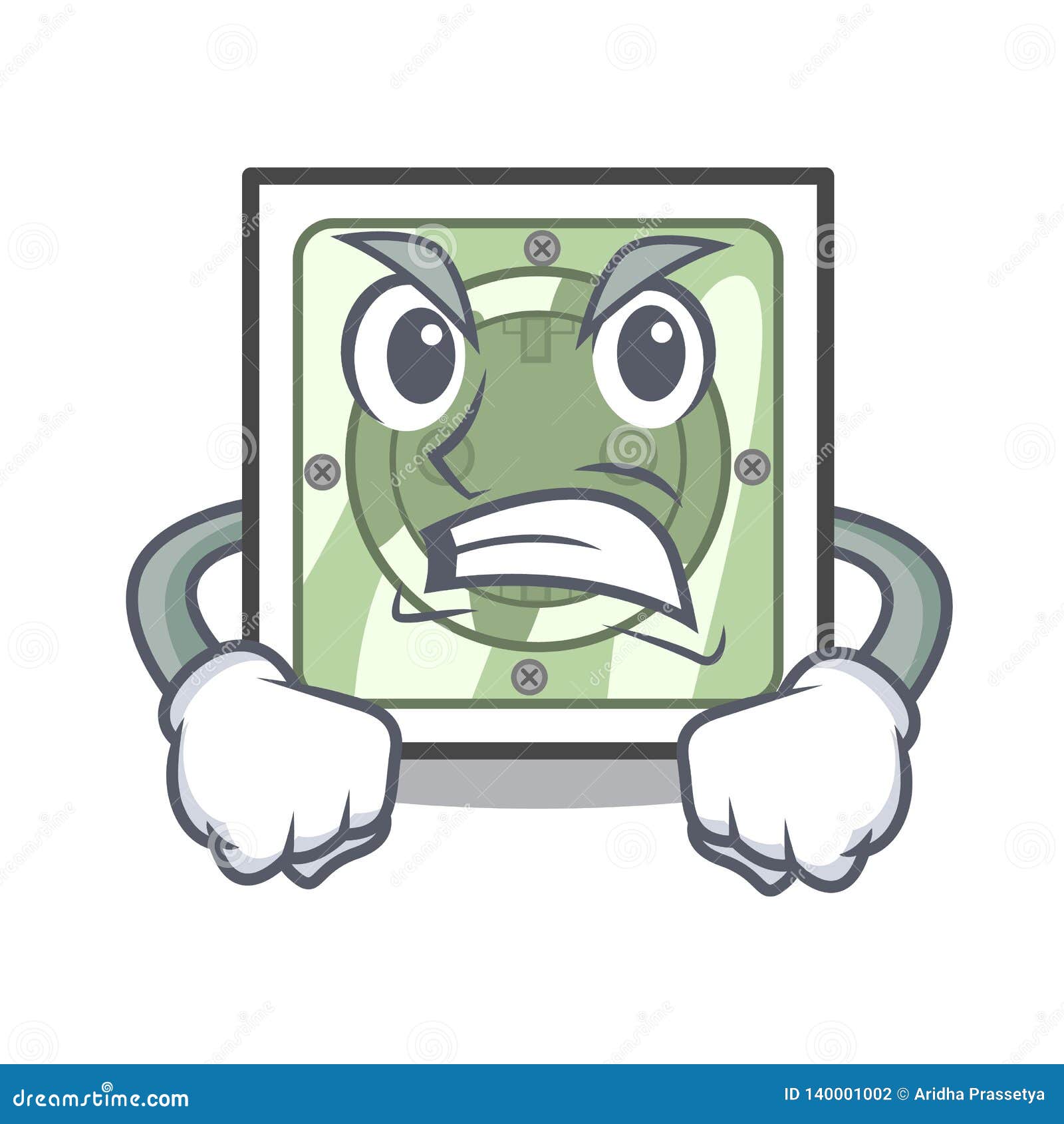 Angry Power Socket on Wooden Cartoon Table Stock Vector - Illustration ...