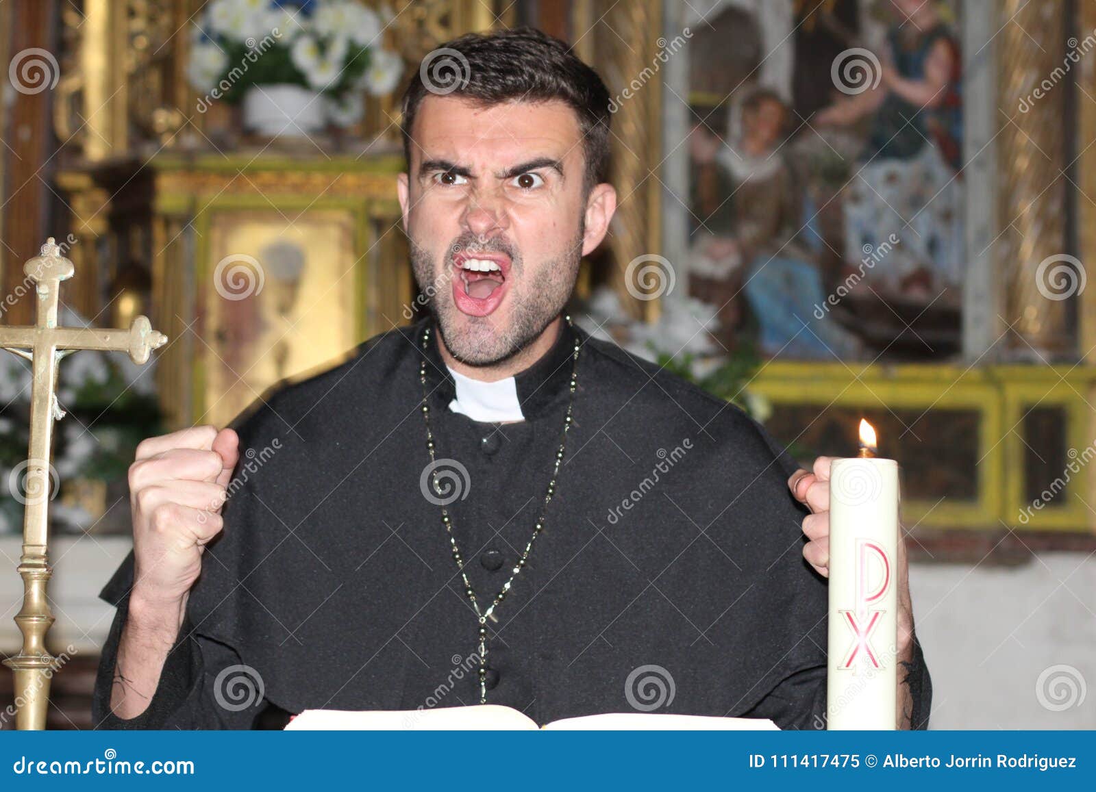 Angry Preacher, Minister, Pastor, Priest Isolated Royalty-Free Stock ...