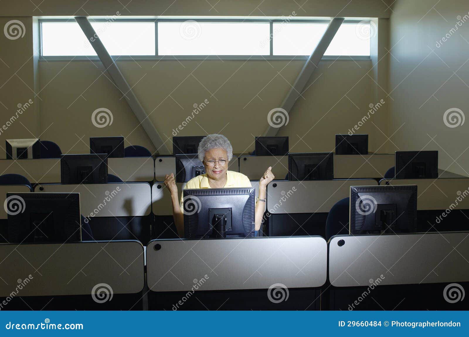 Angry Professor in Computer Class Stock Photo - Image of female ...