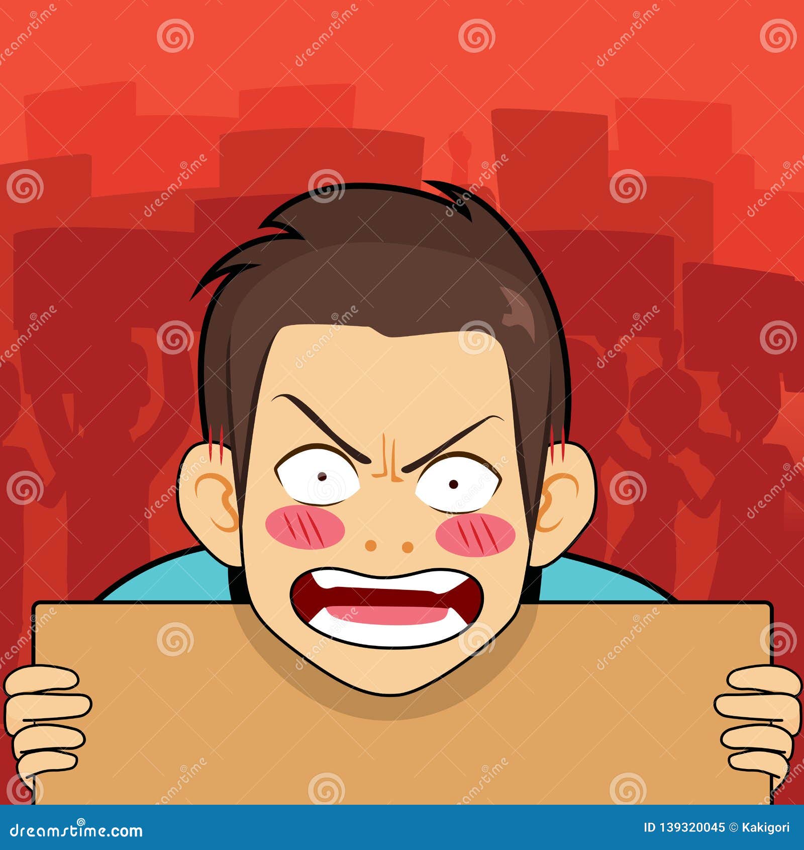 Angry Protester Holding Cardboard Stock Vector - Illustration of ...
