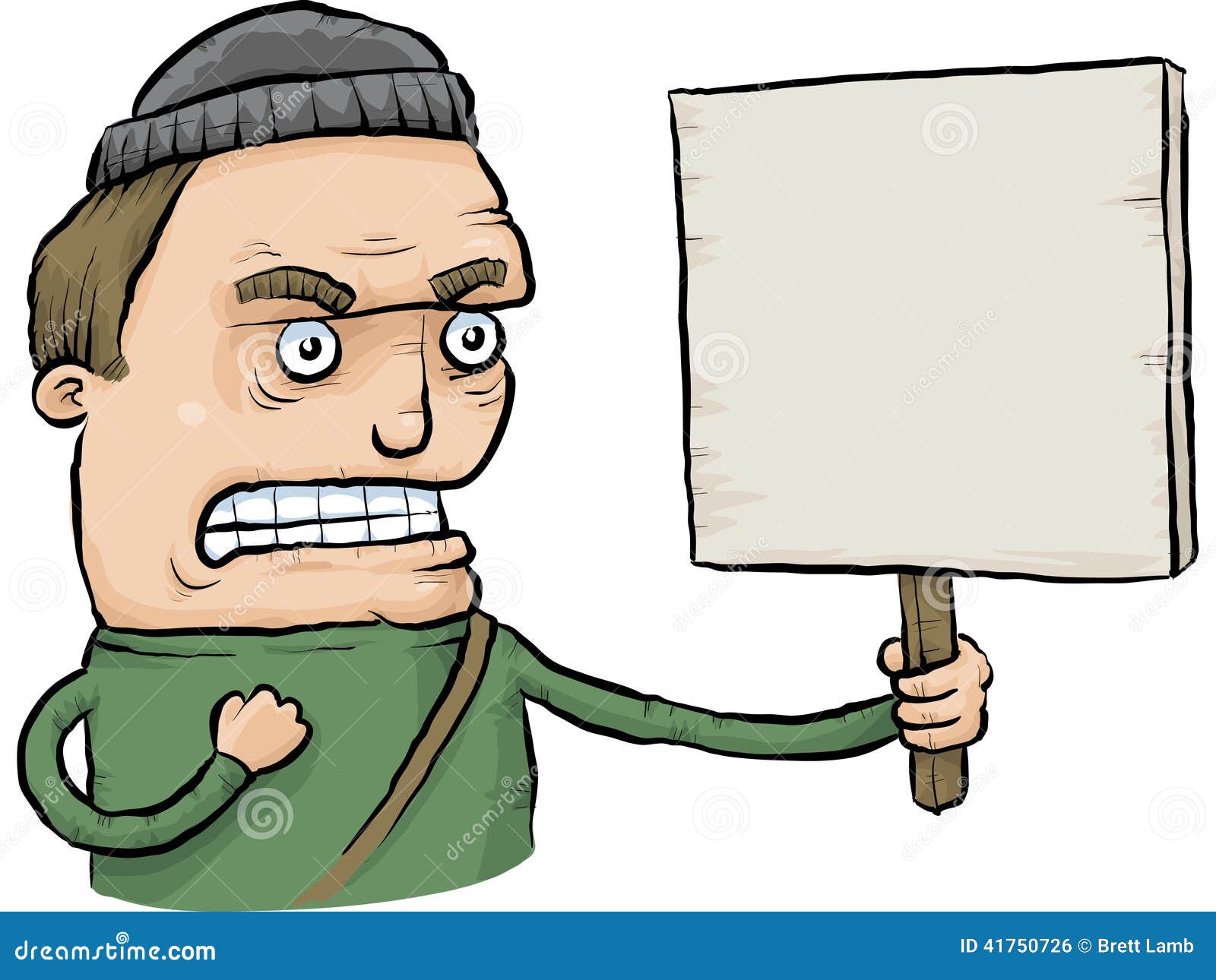 Angry Protester with Sign stock illustration. Illustration of copyspace ...