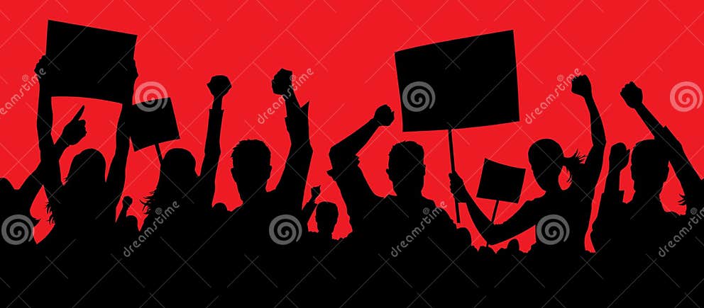 Angry protesters stock vector. Illustration of riot, signs - 30642365