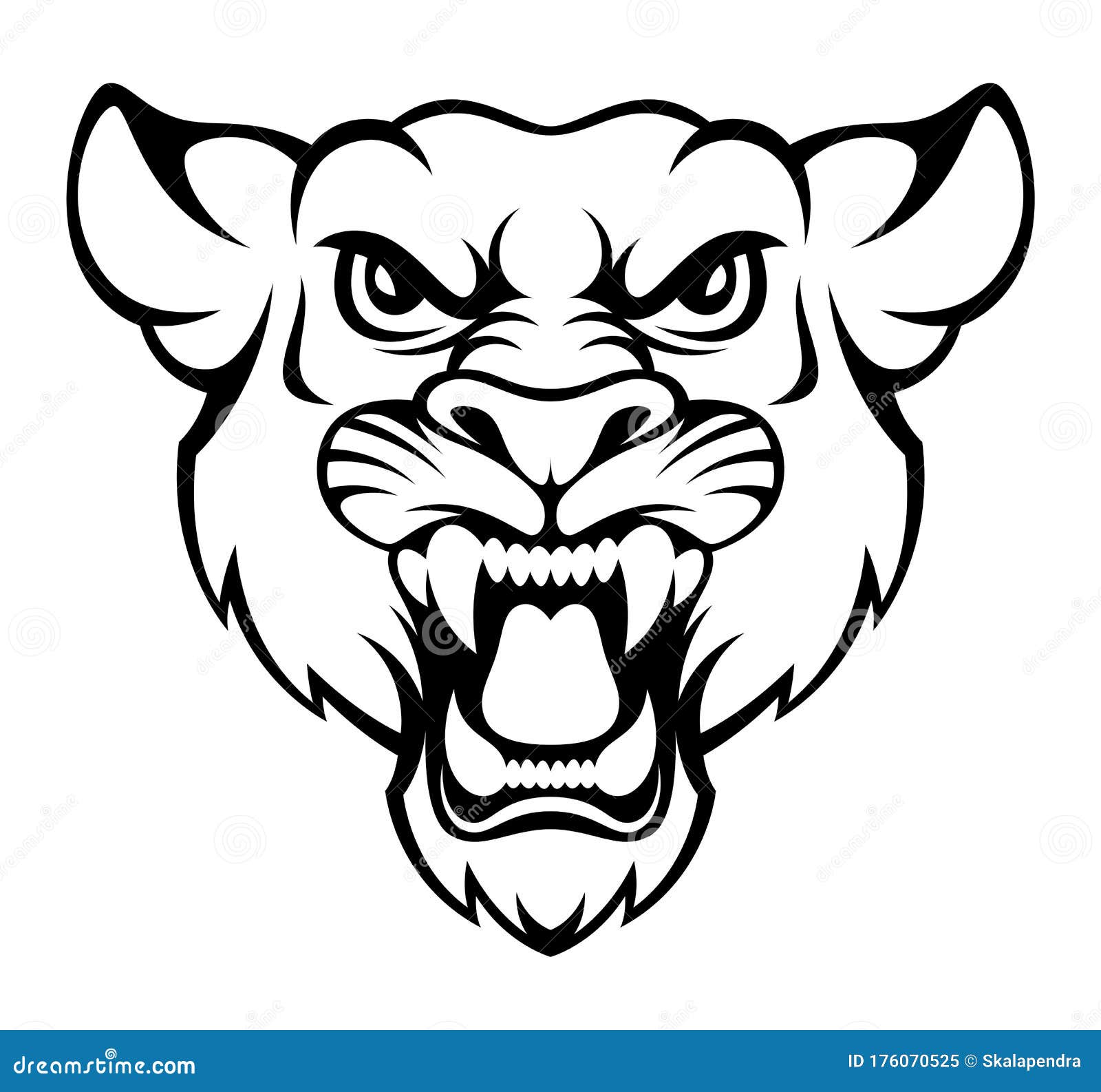 Angry Puma. Animal Face. Vector Illustration Of Angry Tiger ...