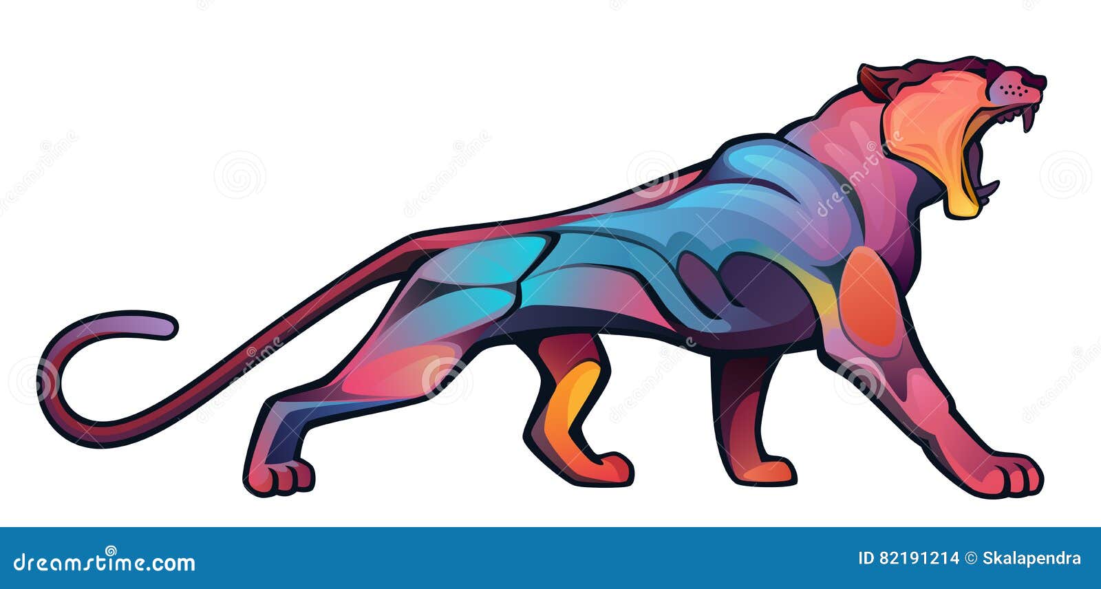 Angry Puma. Animal Face. Vector Illustration Of Angry Tiger ...