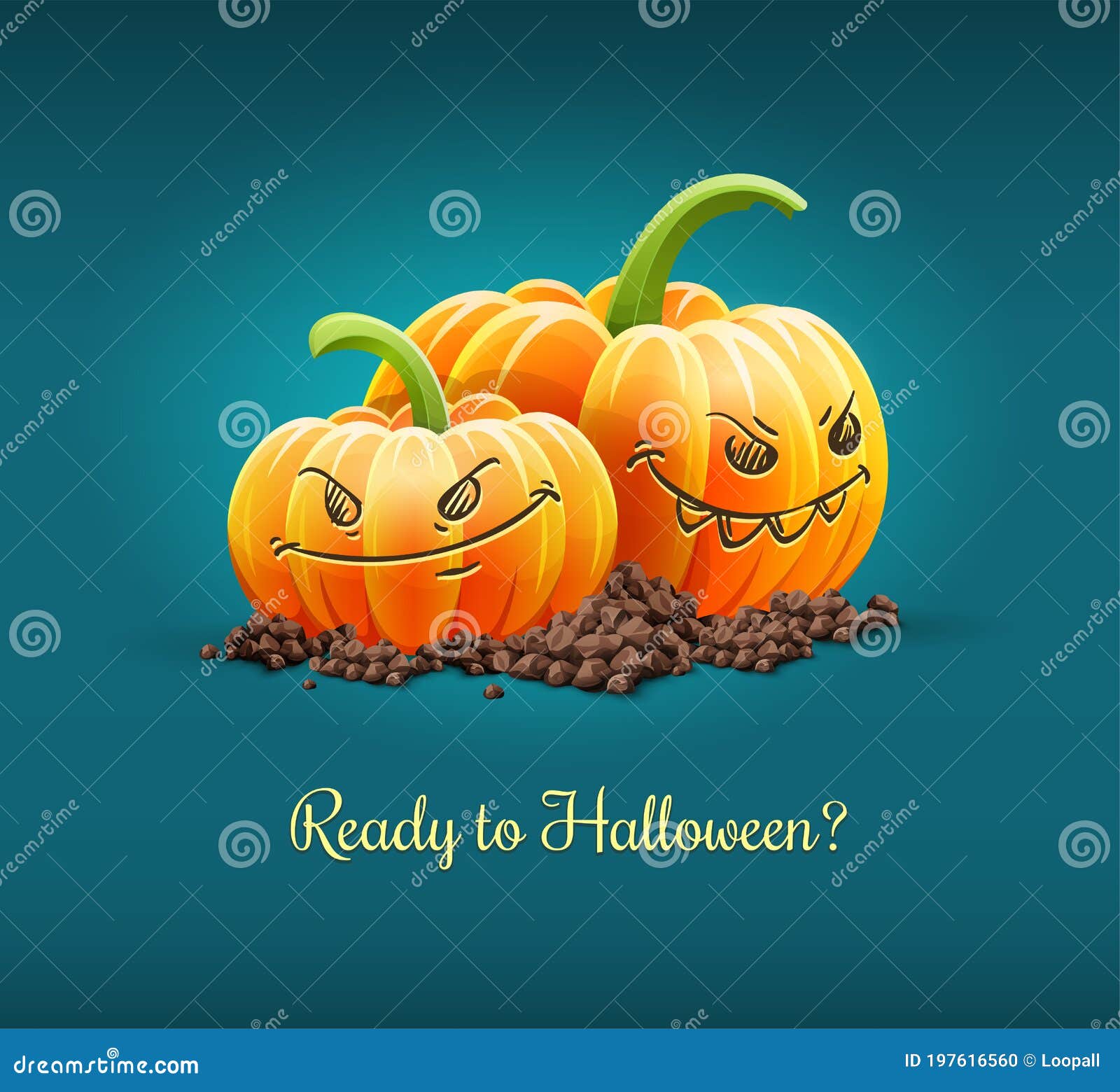 Angry Pumpkins for Halloween Holiday. Illustration. Stock Illustration ...