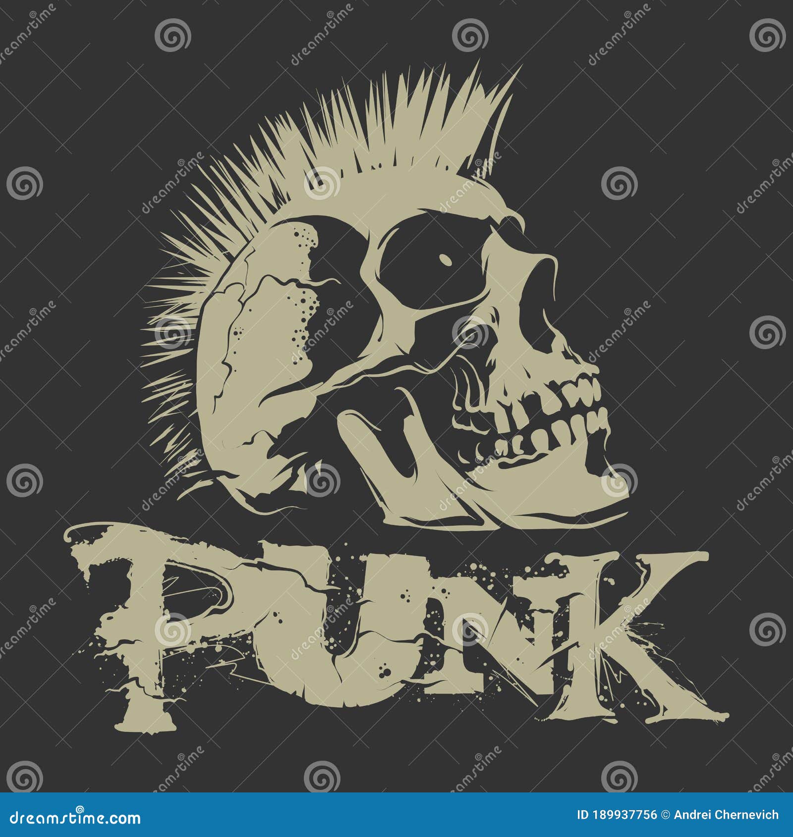 Angry Punk Skull with Mohawk Stock Vector - Illustration of evil ...