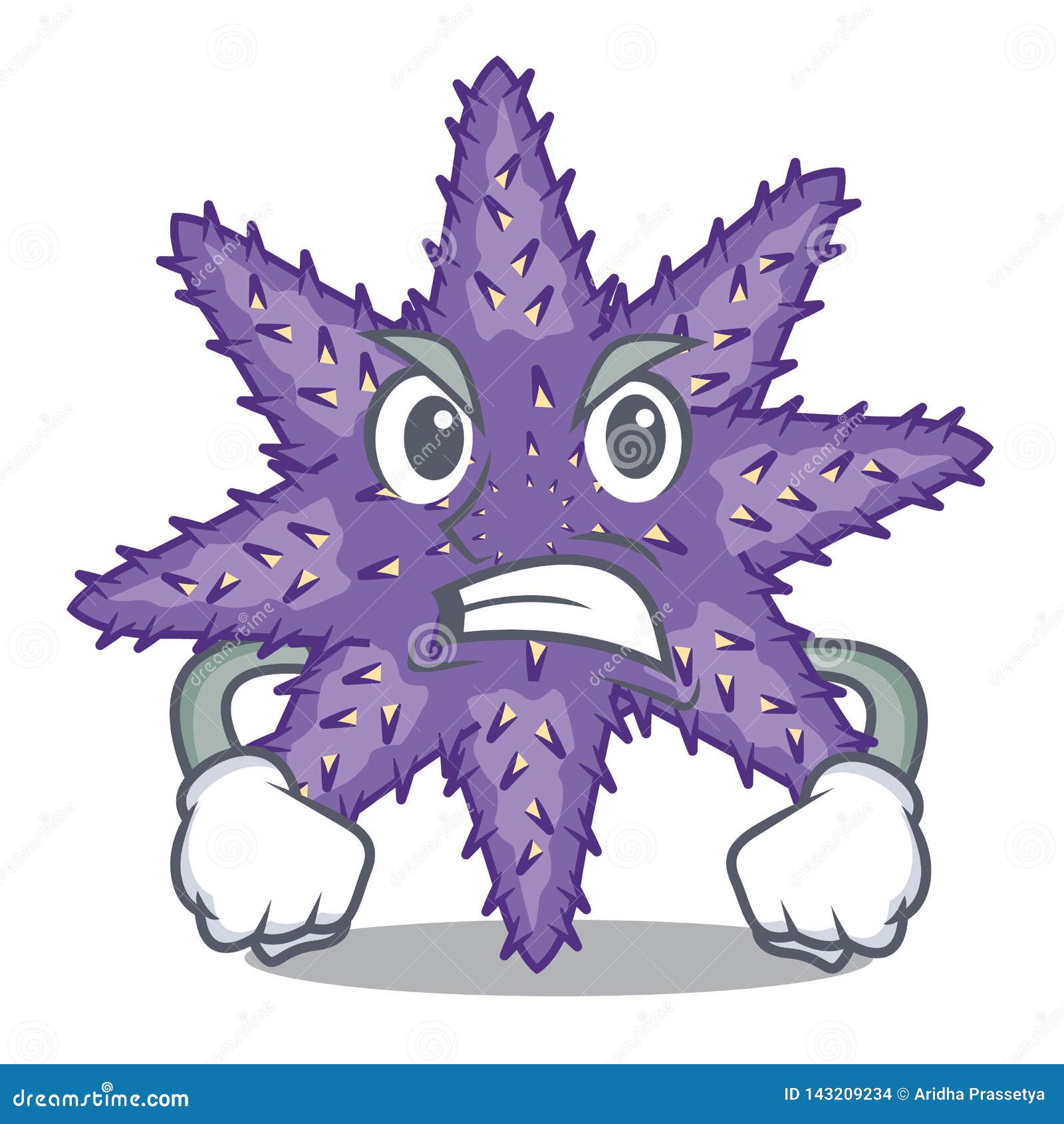 Angry Purple Starfish in the Character Shape Stock Vector ...