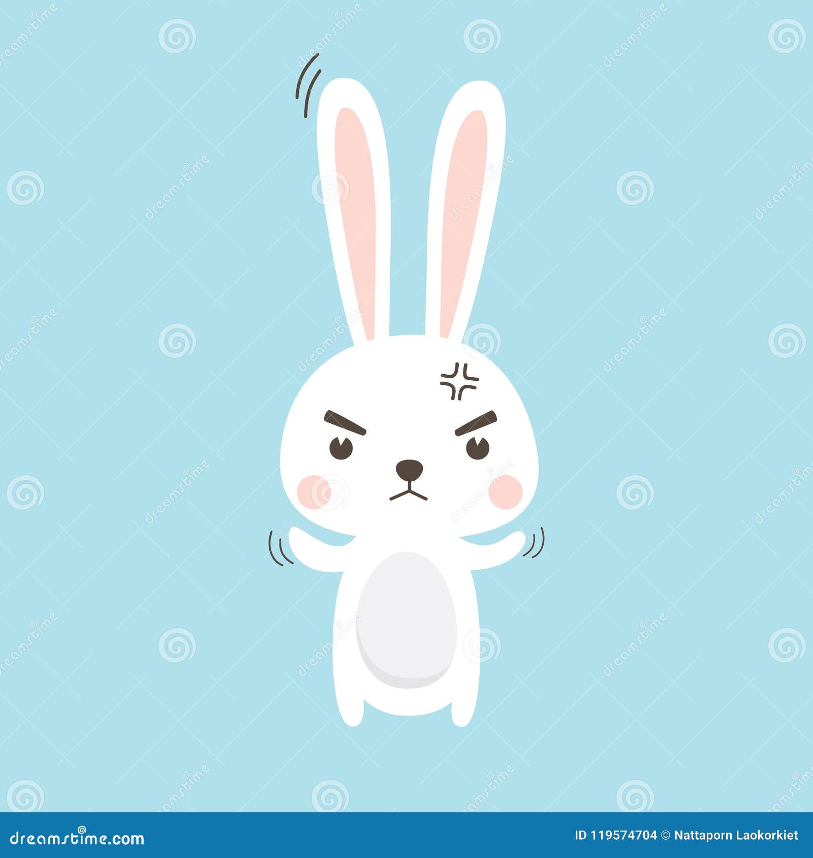 Angry Rabbit. Easter Bunny Vector Illustration Cartoon Character. Stock ...