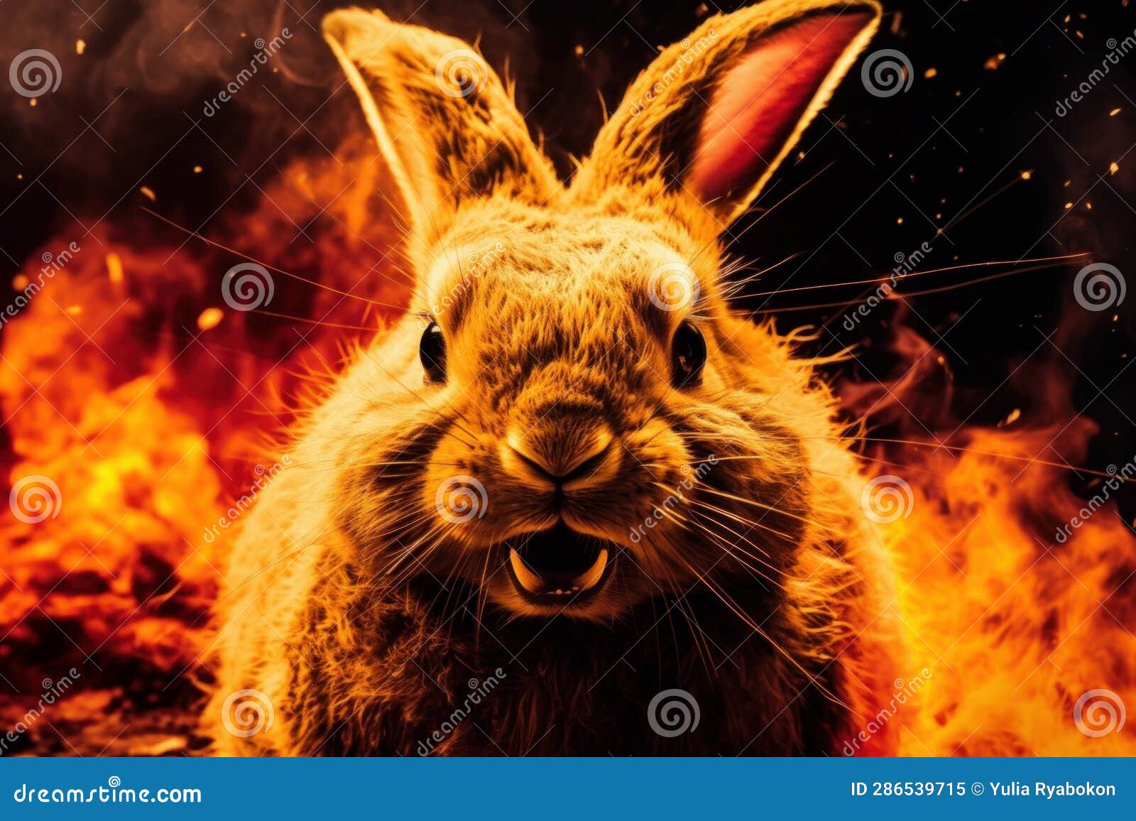 Angry Rabbit Fire. Generate Ai Stock Illustration - Illustration of ...