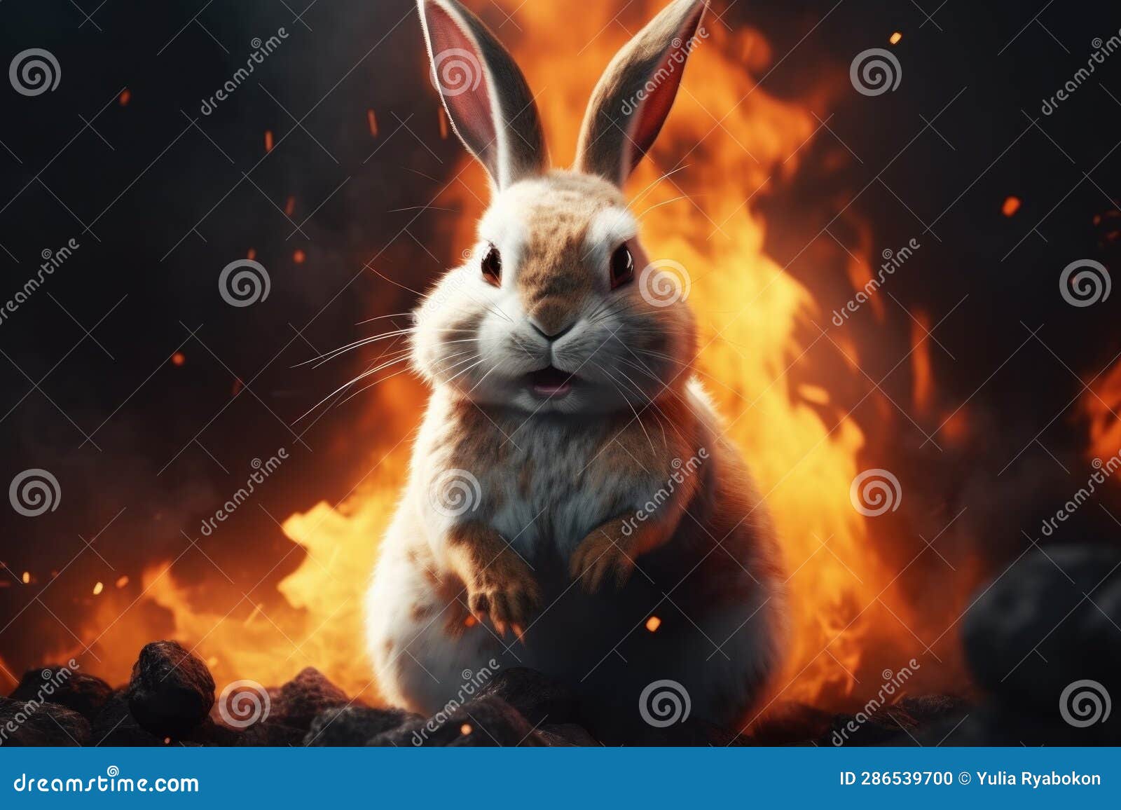 Angry Rabbit Fire. Generate Ai Stock Illustration - Illustration of ...