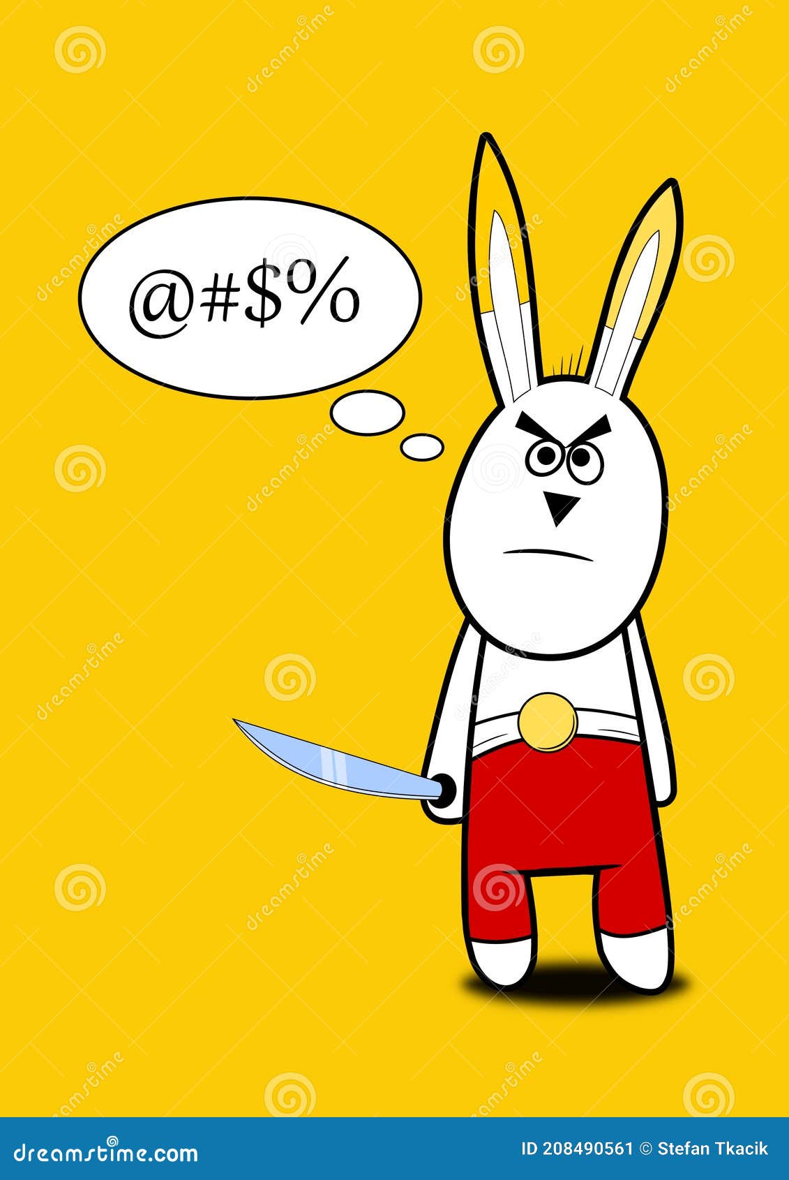 Angry rabbit. stock illustration. Illustration of buck - 208490561
