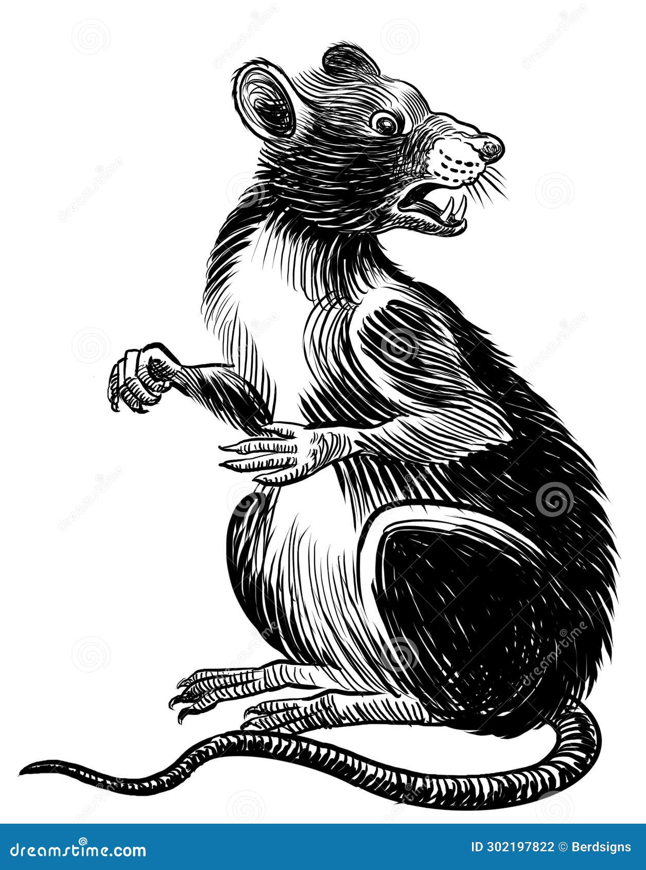 Angry rat stock illustration. Illustration of tail, black - 302197822