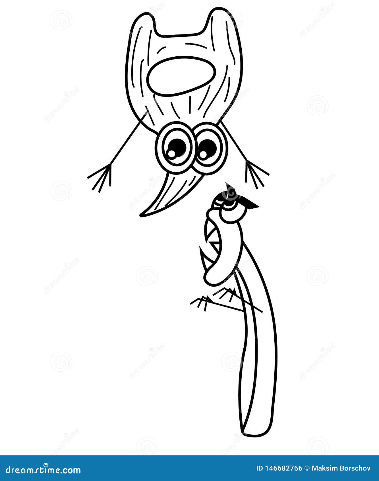 Angry Razor Looks At Unshaven Face. Isolated Outline Illustration ...