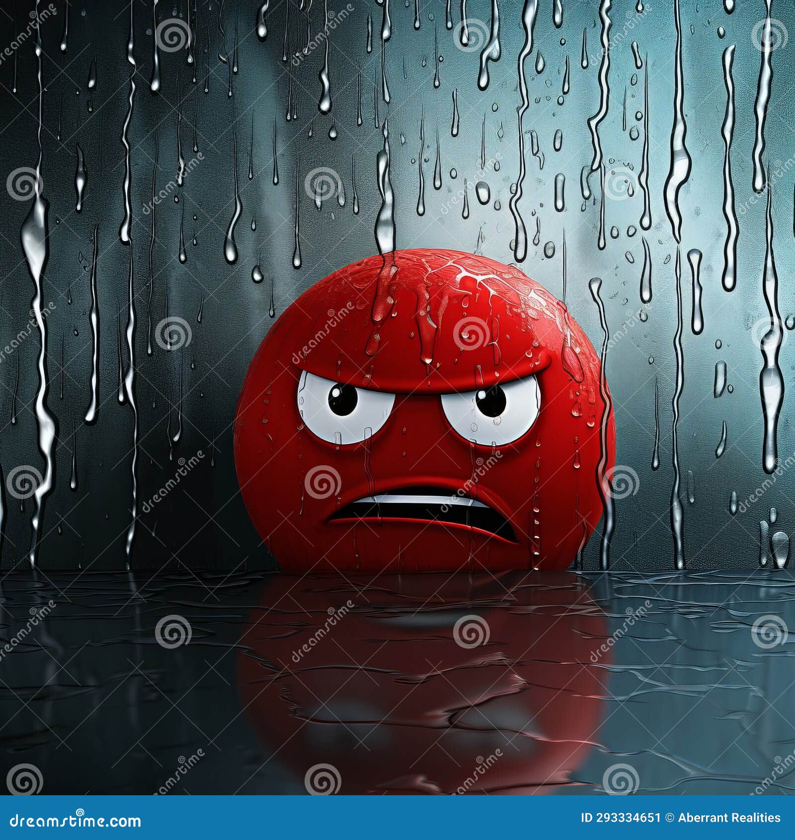 An Angry Red Ball Sitting in a Puddle of Water Stock Illustration ...