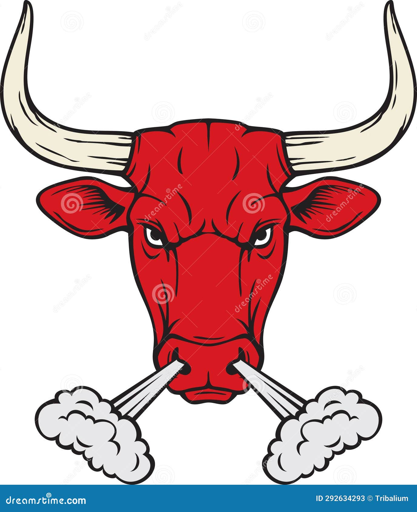Angry Red Bull Head Vector stock vector. Illustration of attack - 292634293