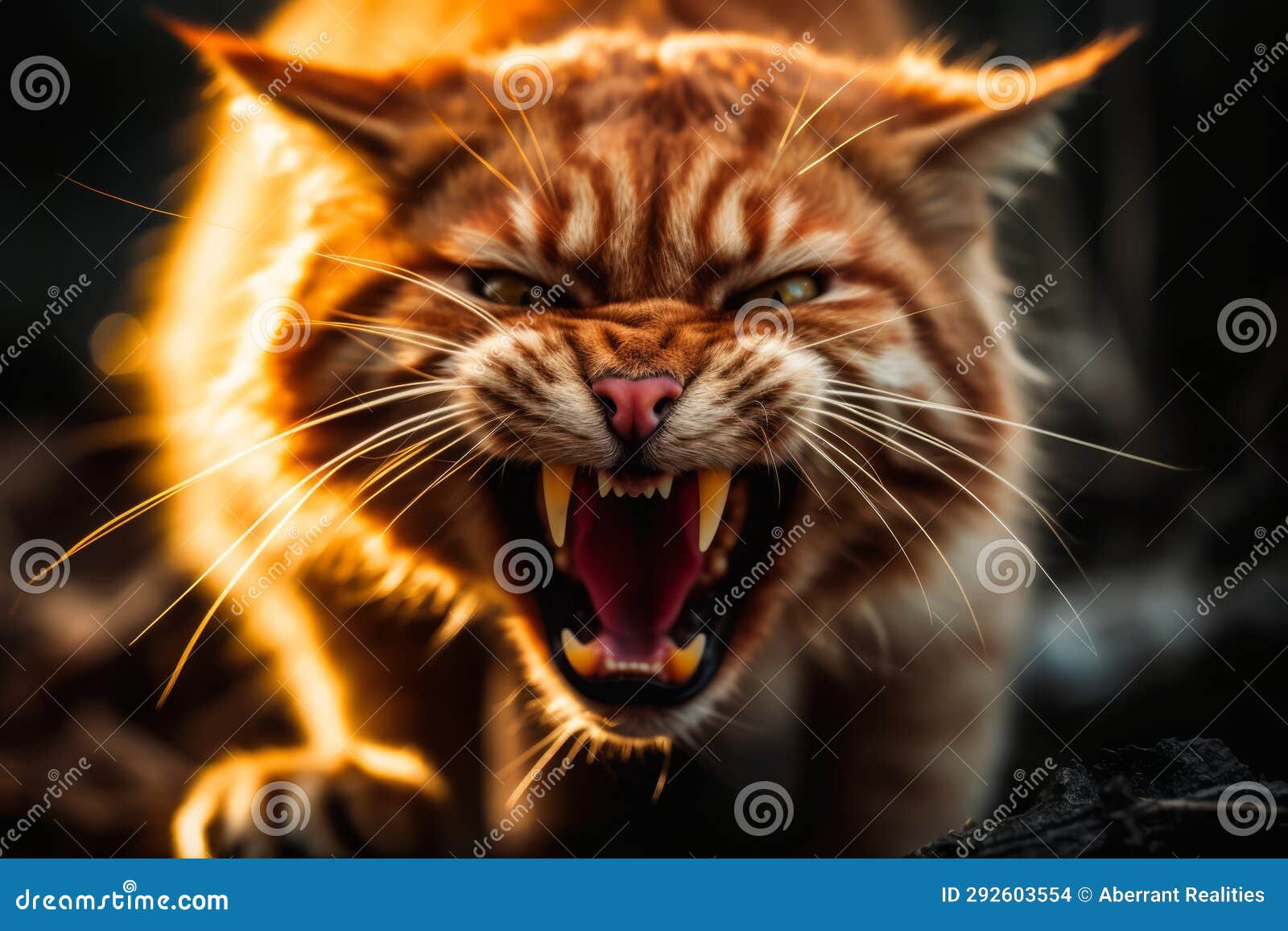 An Angry Red Cat with Its Mouth Open Stock Illustration - Illustration ...