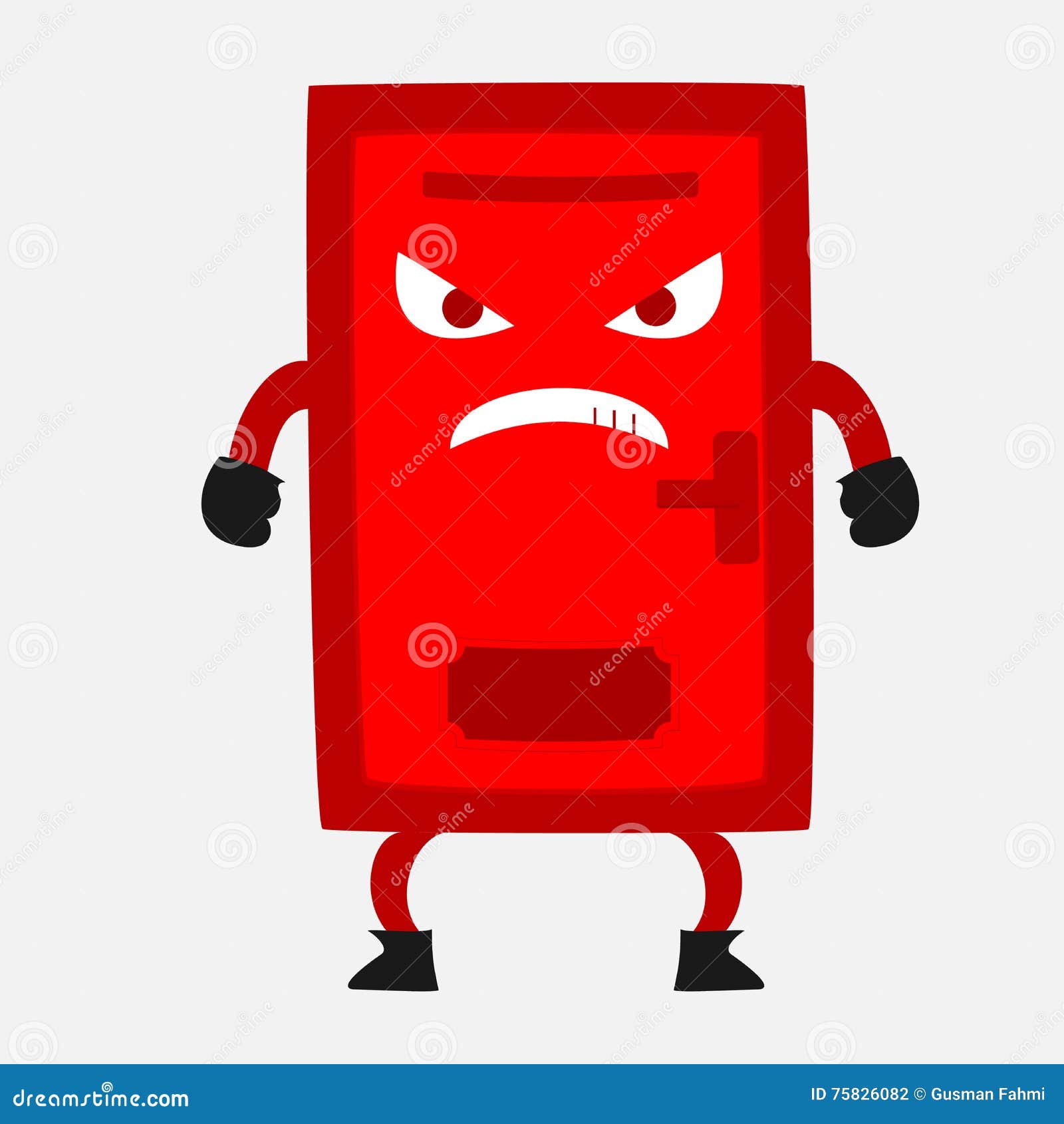 Angry Red Door Cartoon Illustration Vector Stock Illustration ...