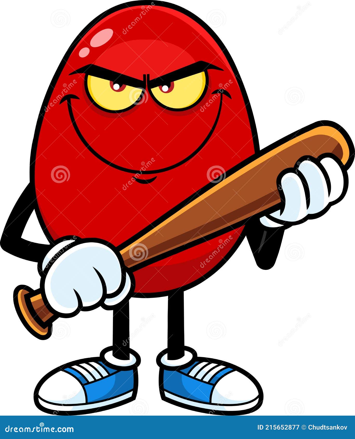 Angry Red Easter Egg Cartoon Character with Baseball Bat Stock Vector ...