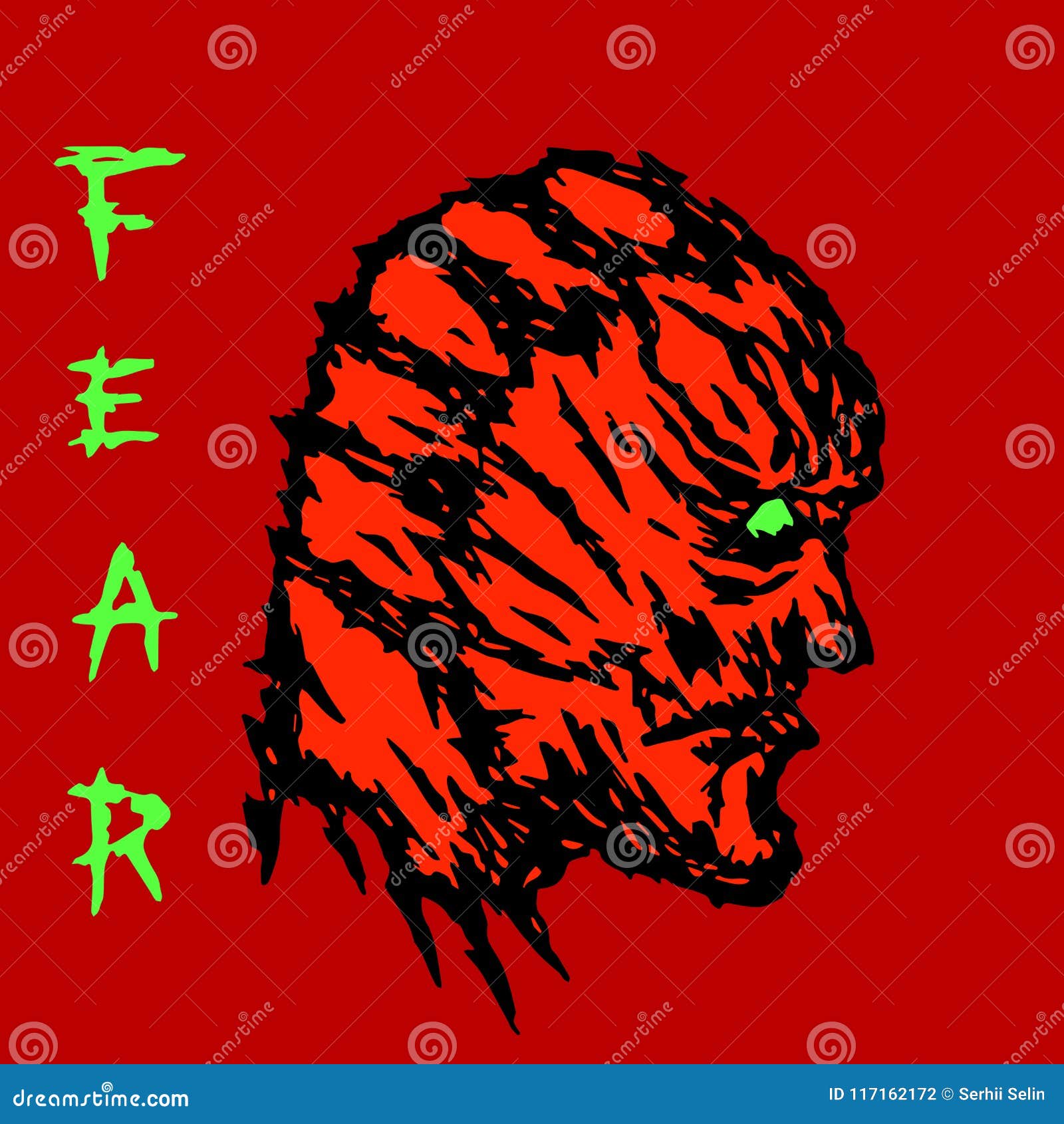 Angry Red Monster Head Profile. Vector Illustration Stock Vector ...