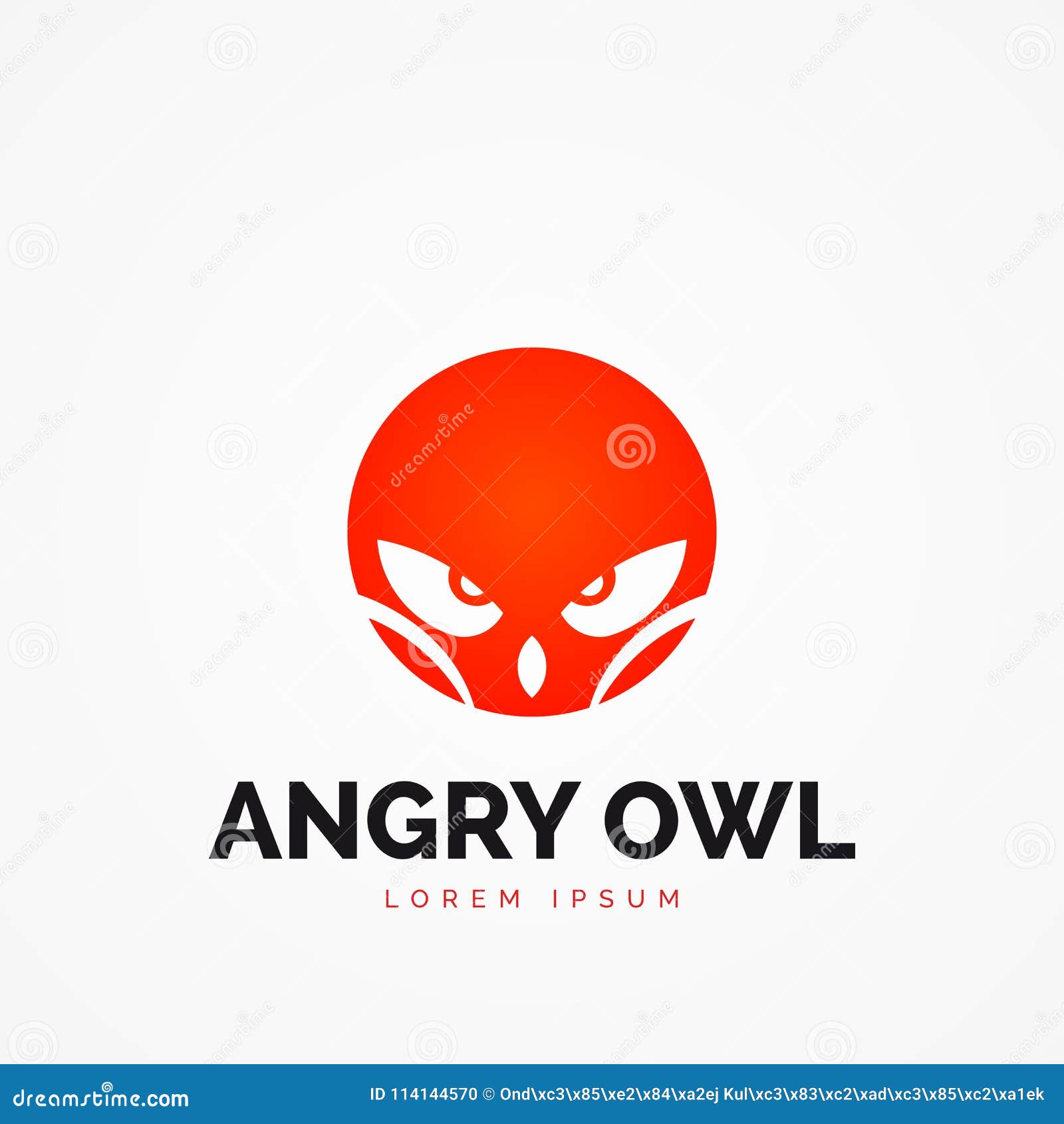 Angry Red Owl Symbol In Circle. Vector | CartoonDealer.com #114144570