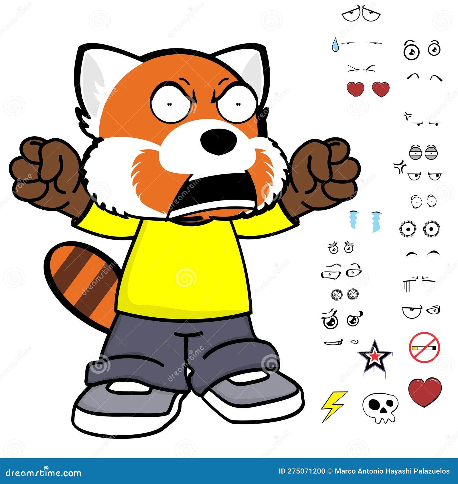 Angry Red Panda Kid Character Cartoon Stock Vector - Illustration of ...