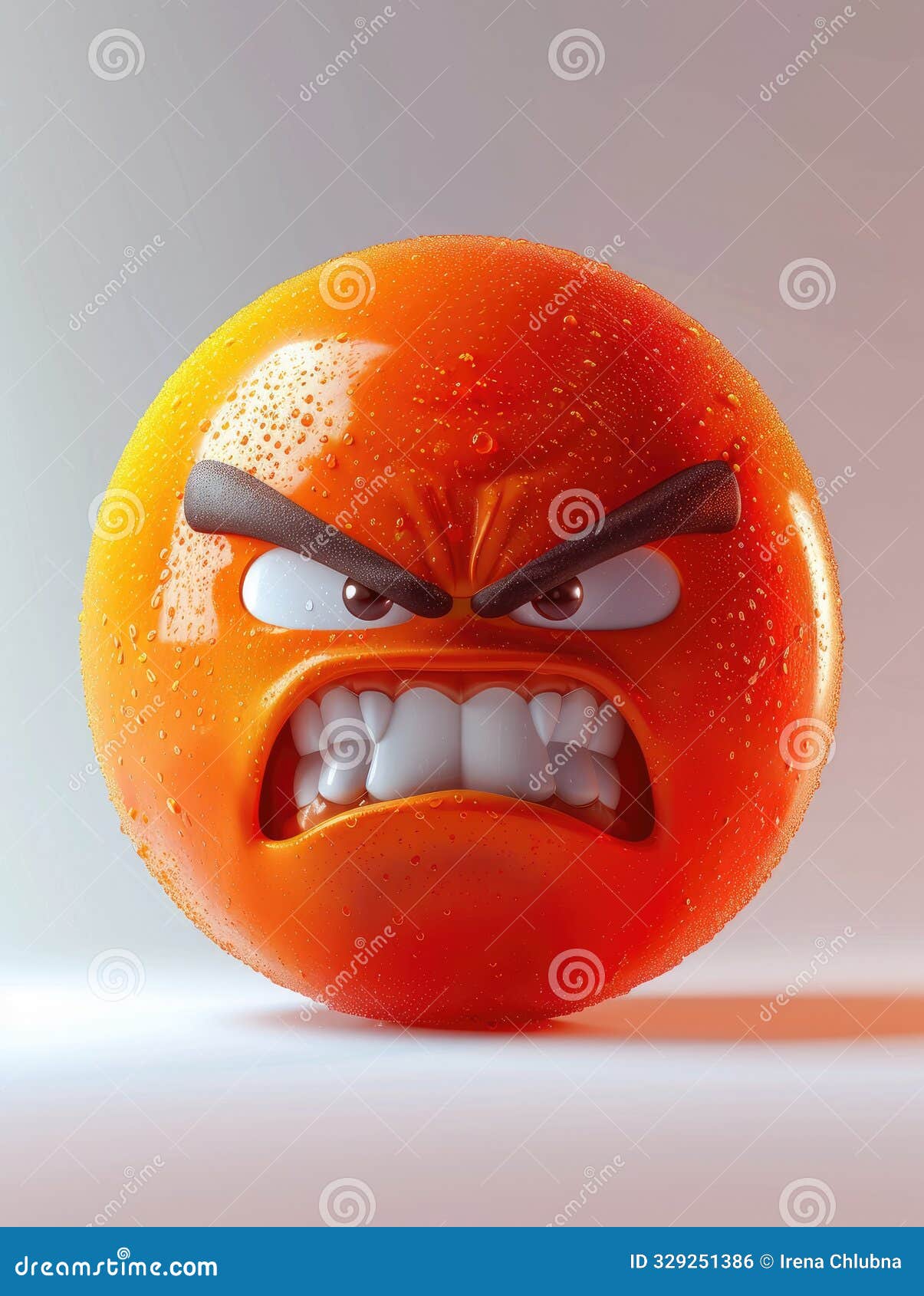 Angry Red Sphere with Exaggerated Facial Expression Stock Illustration ...