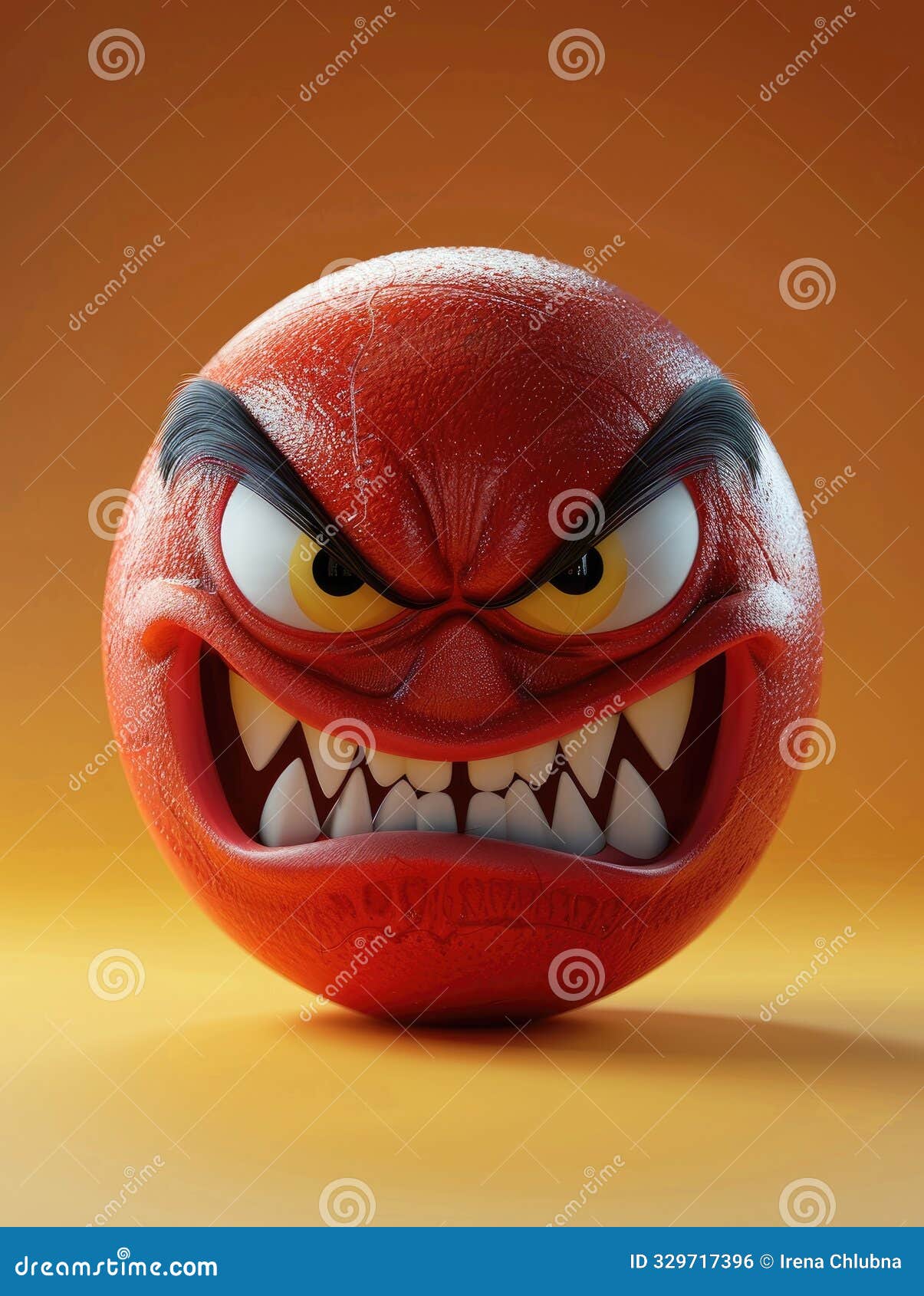 Angry Red Sphere With Exaggerated Facial Expression Stock Photo ...