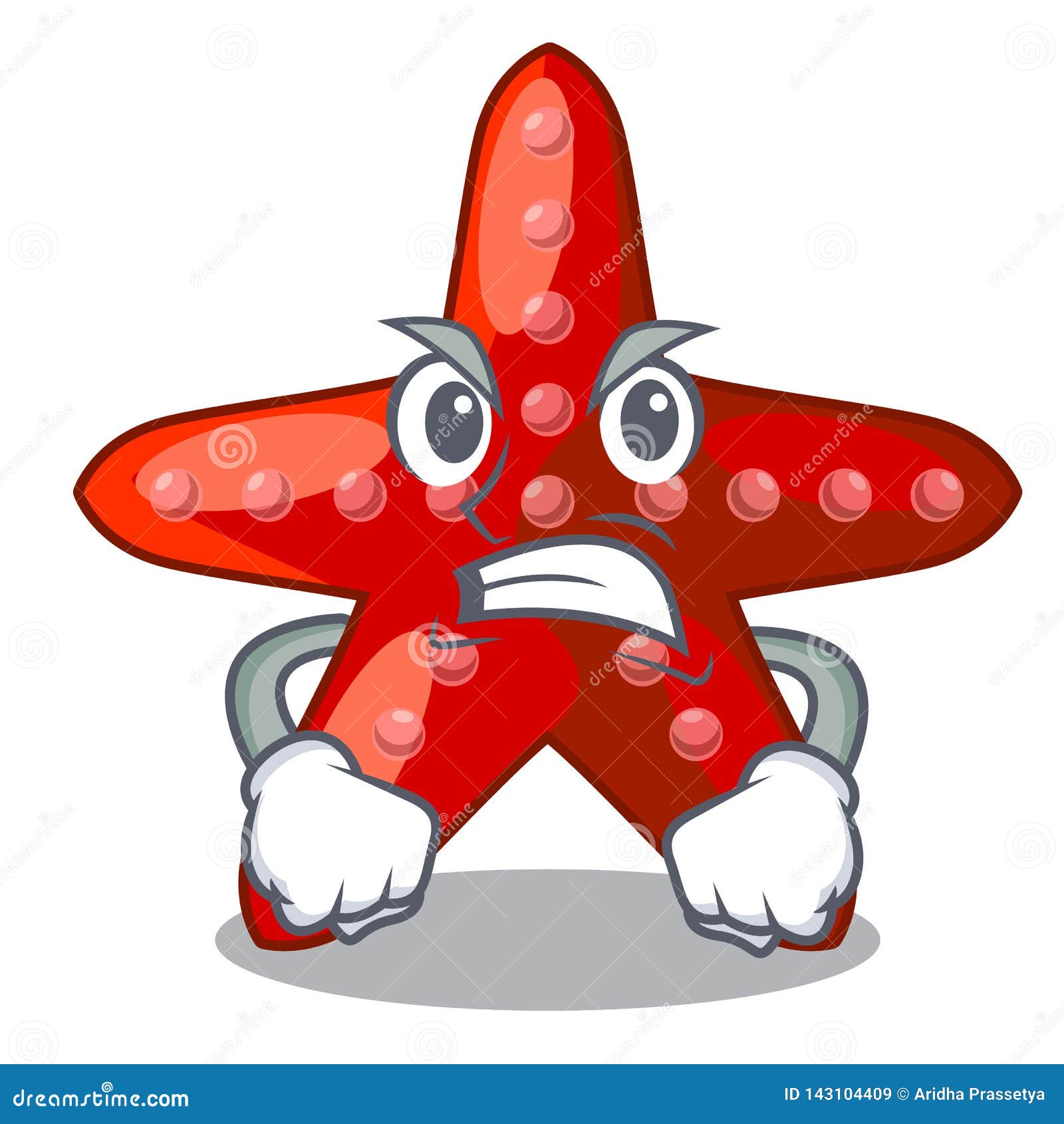 Angry Red Starfish in the Cartoon Shape Stock Vector - Illustration of ...