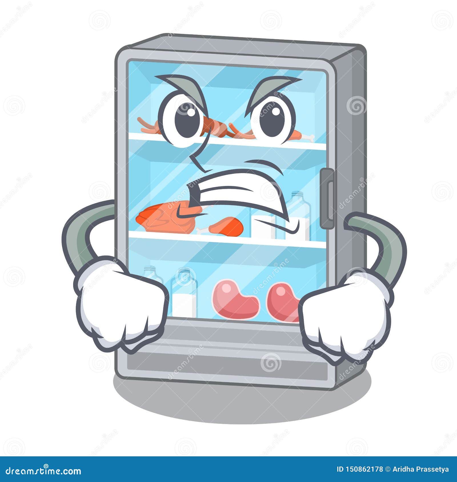 Angry Refrigerator in the a Cartoon Shape Stock Vector - Illustration ...