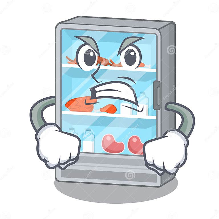 Angry Refrigerator in the a Cartoon Shape Stock Vector - Illustration ...