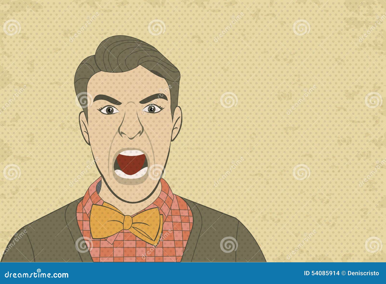 Angry retro man screaming. stock vector. Illustration of crazy - 54085914