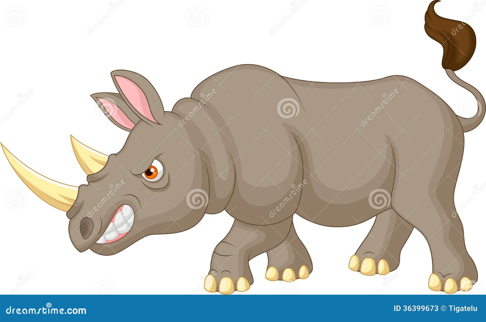 Angry Rhino Cartoon Character Stock Vector - Illustration of aggressive ...