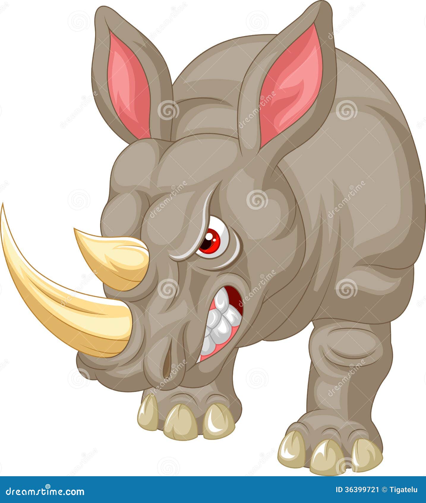 Angry Rhino Cartoon Character Stock Vector - Illustration of gray ...