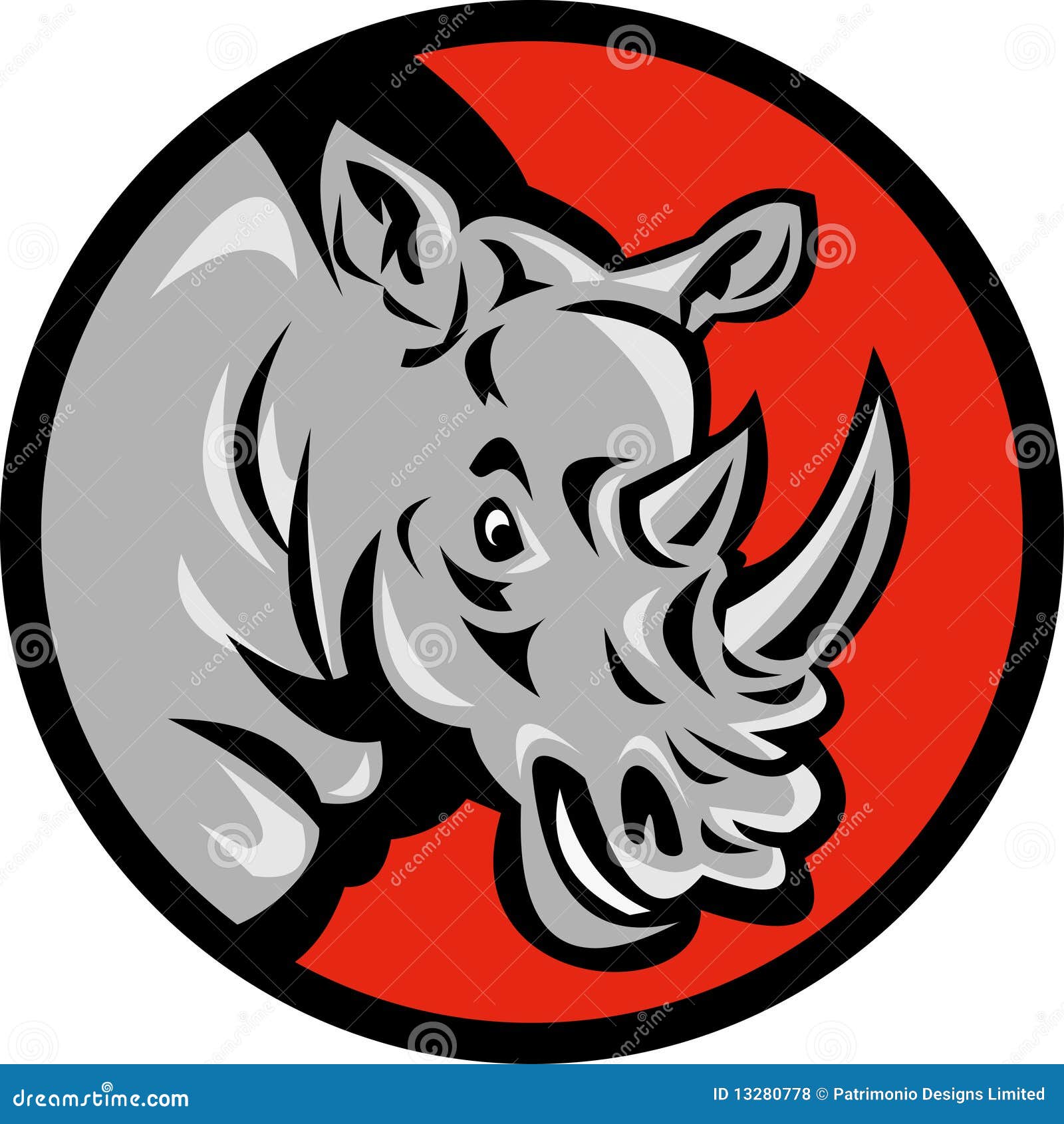 Angry rhino head attacking stock vector. Illustration of icon - 13280778